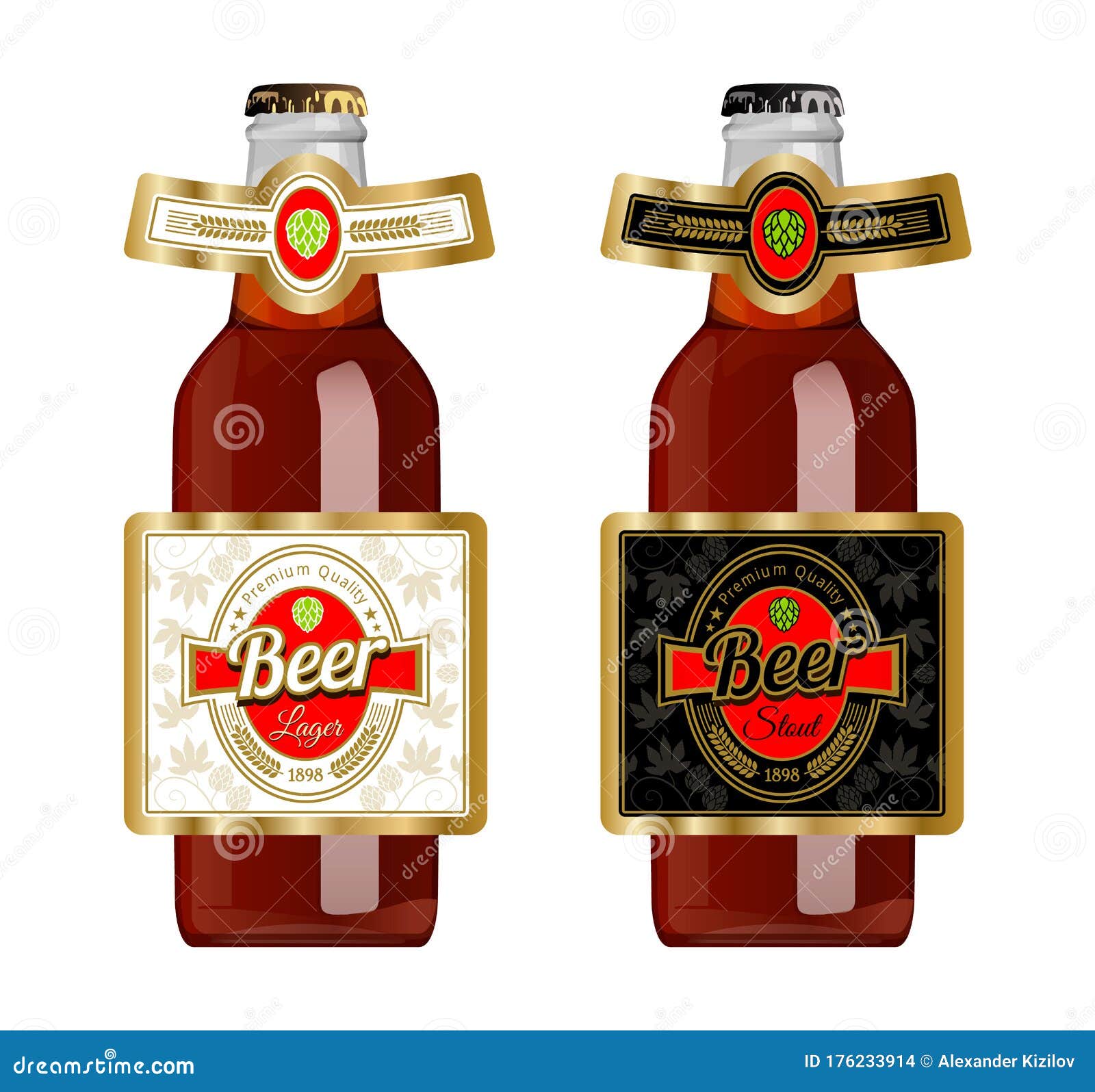 Beer Label Template with Neck Label. Stock Illustration - Illustration ...