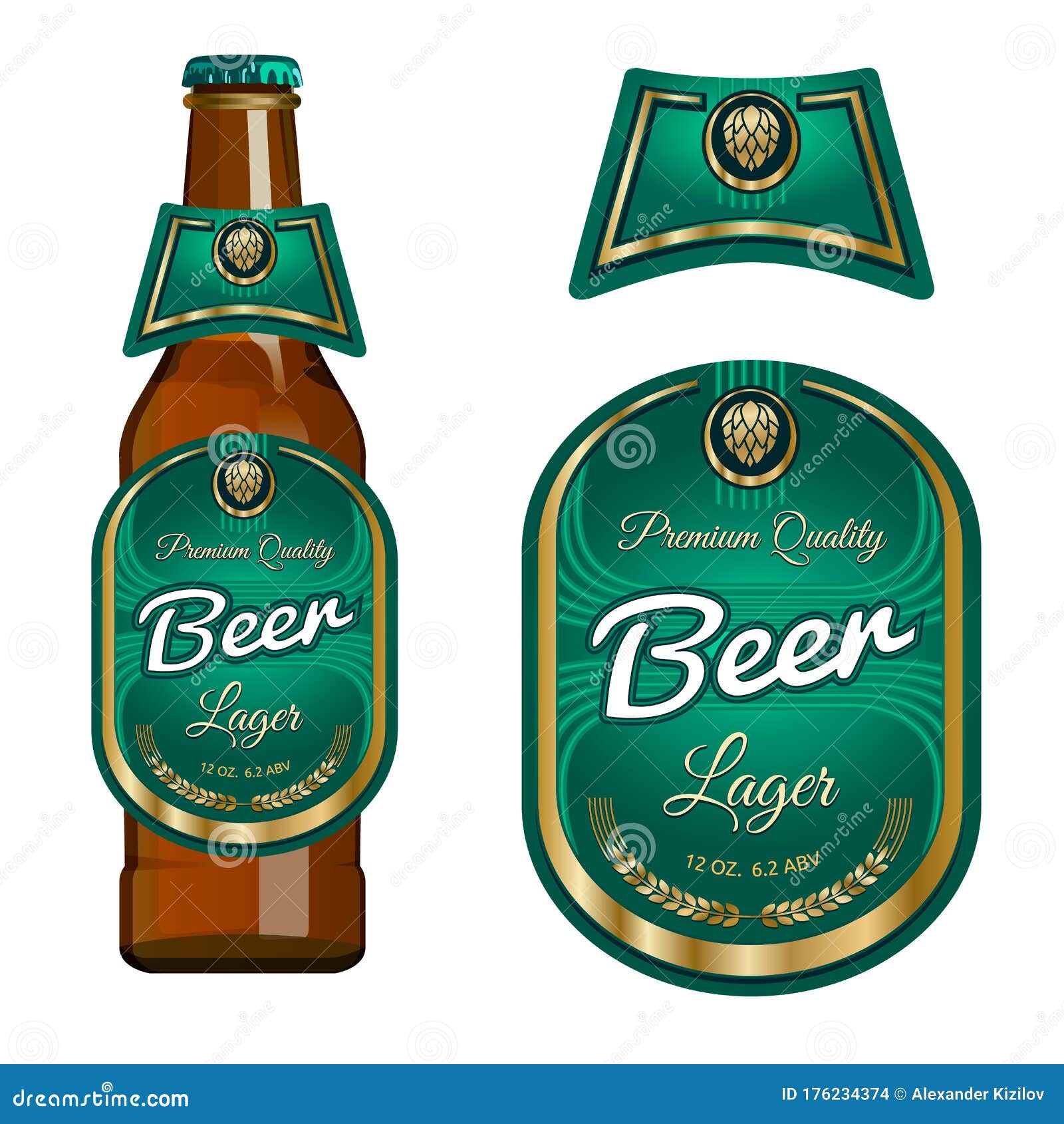 Beer Label Template with Neck Label. Stock Illustration - Illustration ...