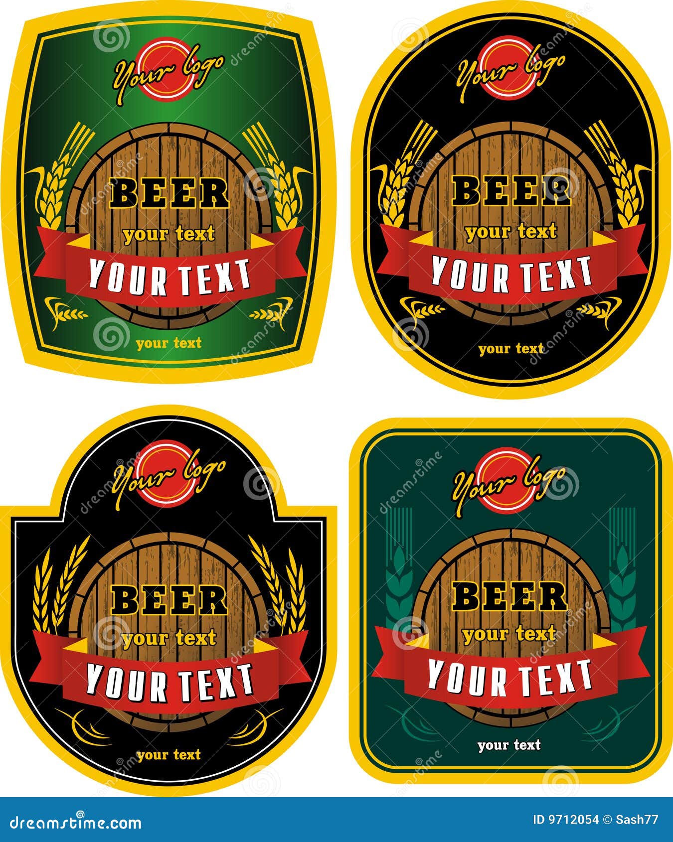 Beer labels stock vector. Illustration of label, green - 9712054