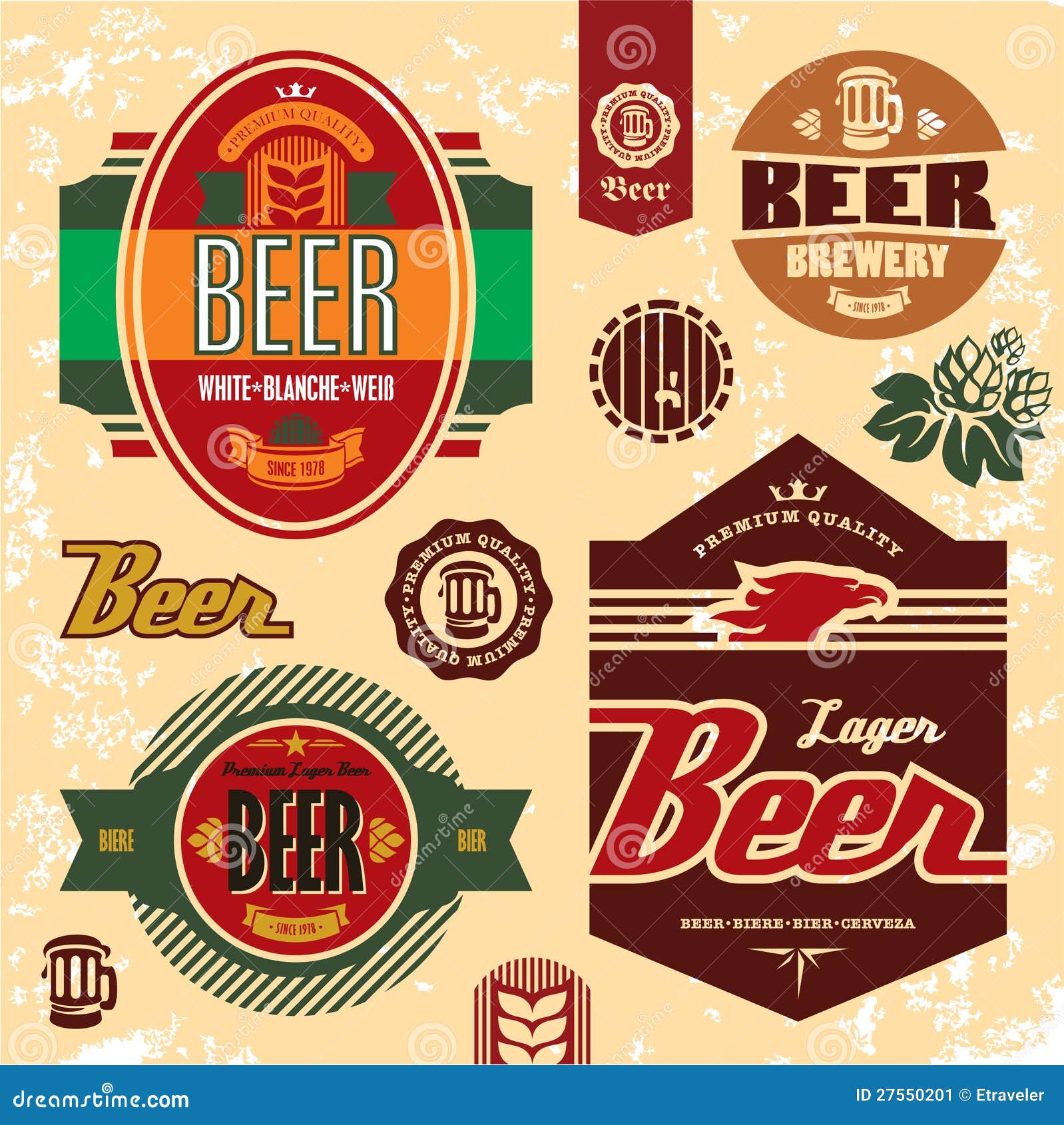 Beer Labels, Badges and Icons Set. Stock Vector - Illustration of ...
