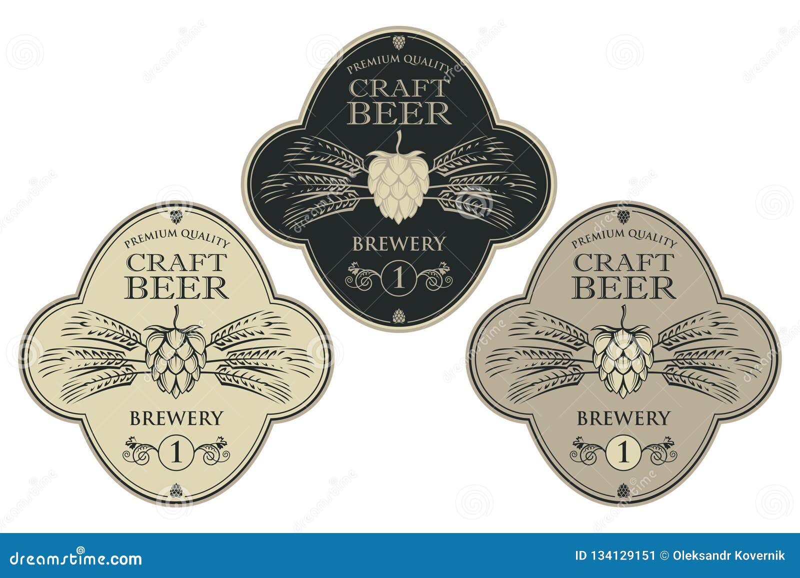 Beer labels set stock vector. Illustration of decoration - 134129151