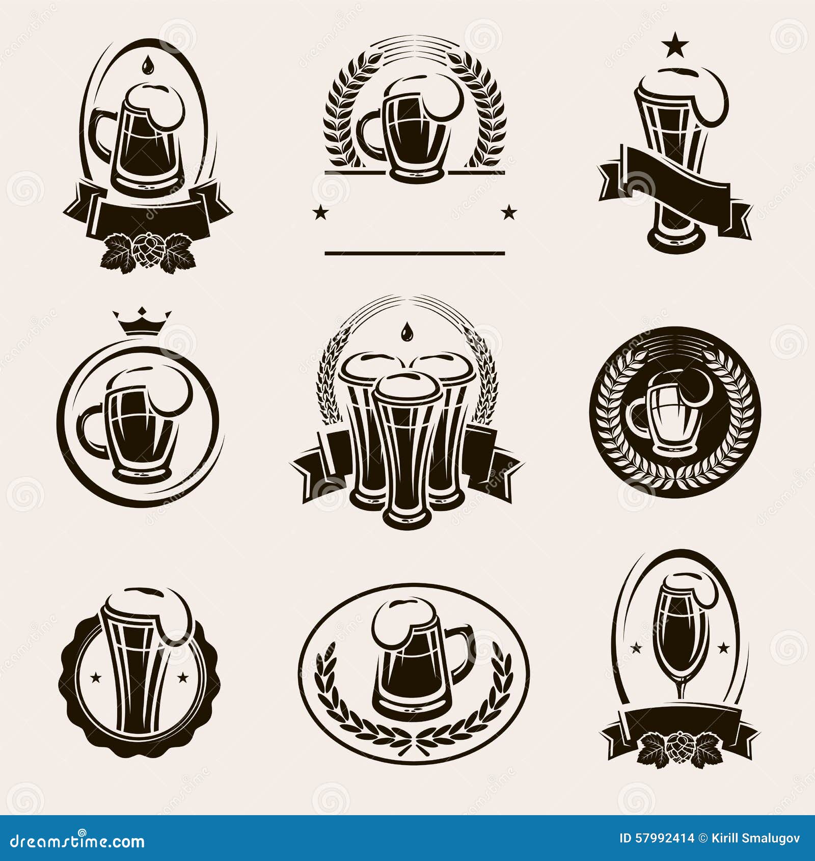 Beer labels set. Vector stock vector. Illustration of barley - 57992414