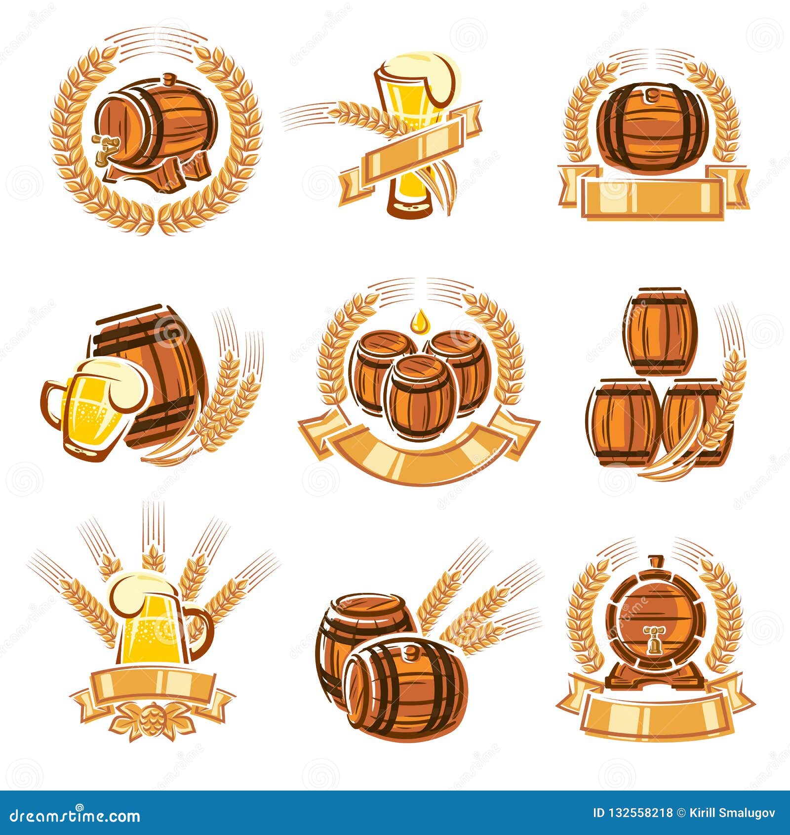 Beer labels set. Vector stock vector. Illustration of brewery - 132558218