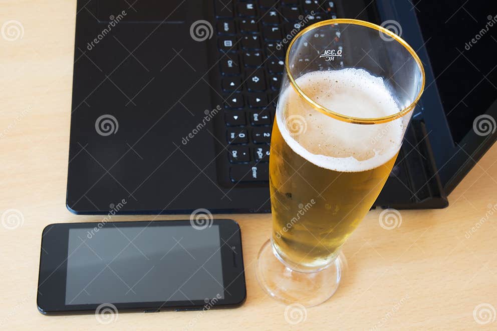 Beer and laptop stock photo. Image of metal, laptop - 129467716