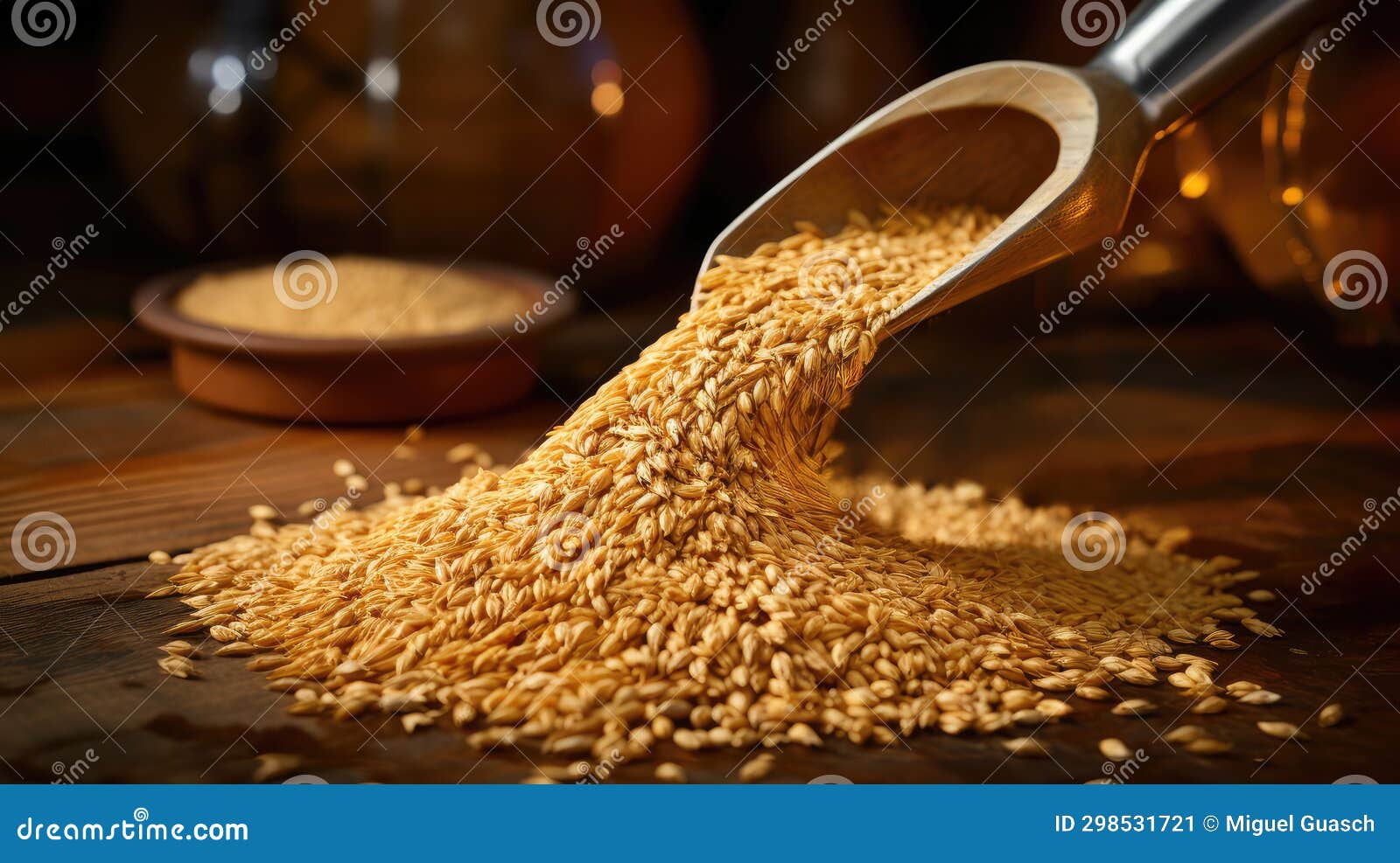 Beer Malt Grains Being Poured with a Spoon Stock Illustration ...