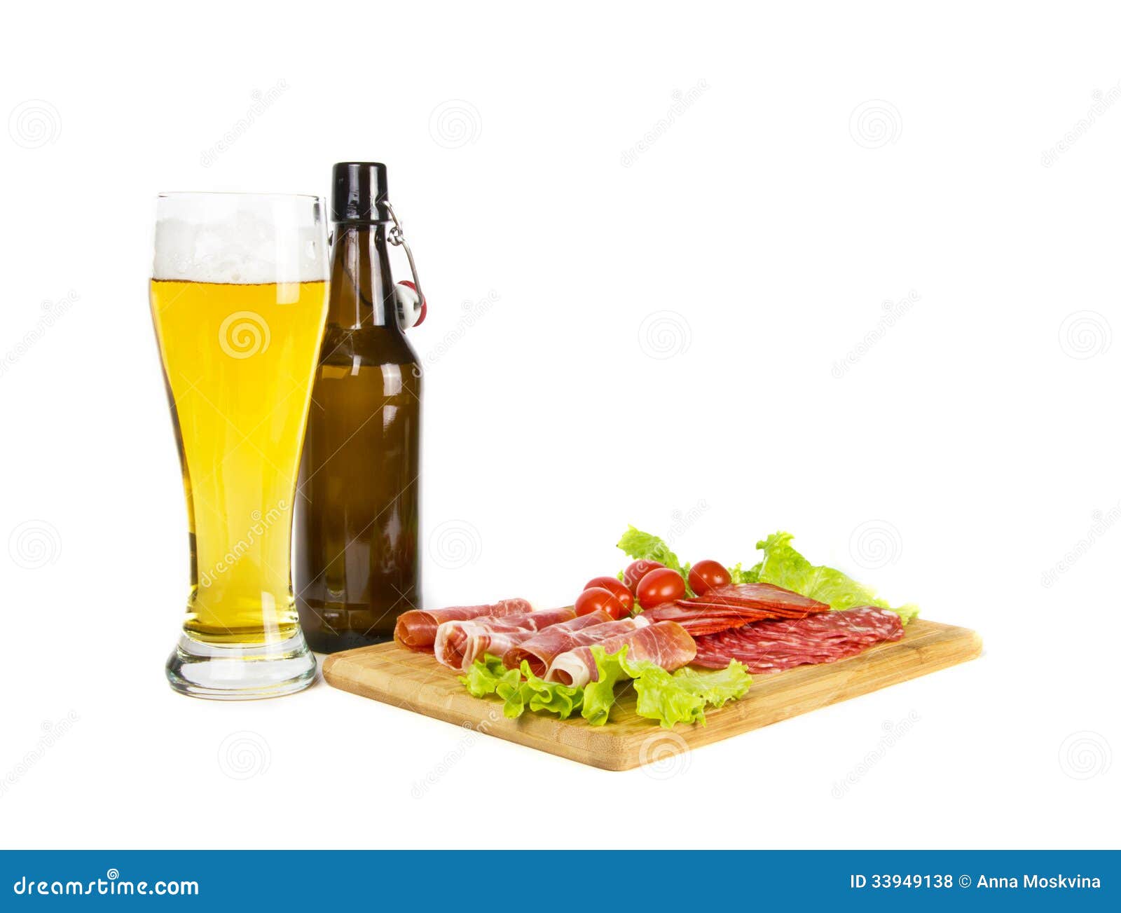 Beer and meat snack stock photo. Image of delicatessen - 33949138