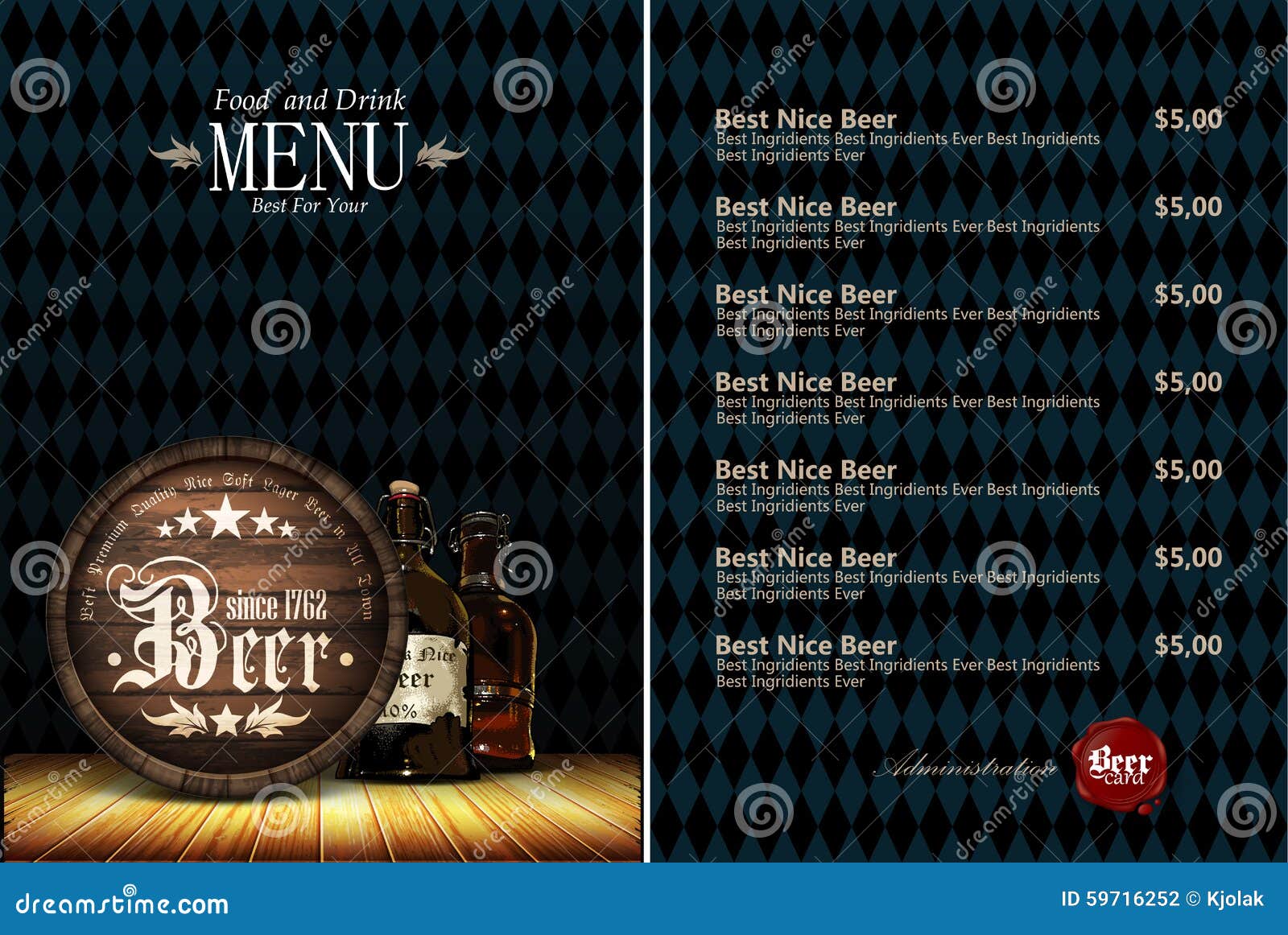 Beer menu stock vector. Illustration of lager, business - 59716252