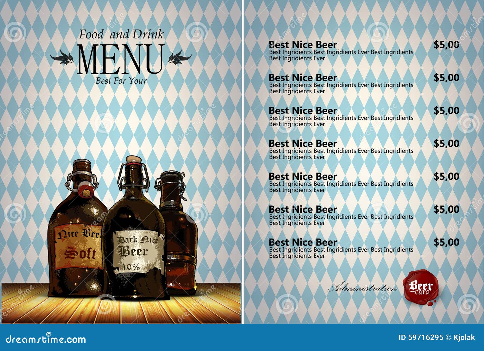 Beer menu stock vector. Illustration of style, alcohol - 59716295