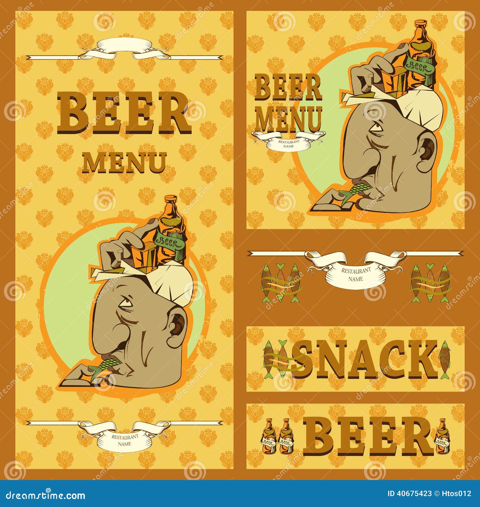 Beer Menu Design with Various Elements Stock Vector - Illustration of ...