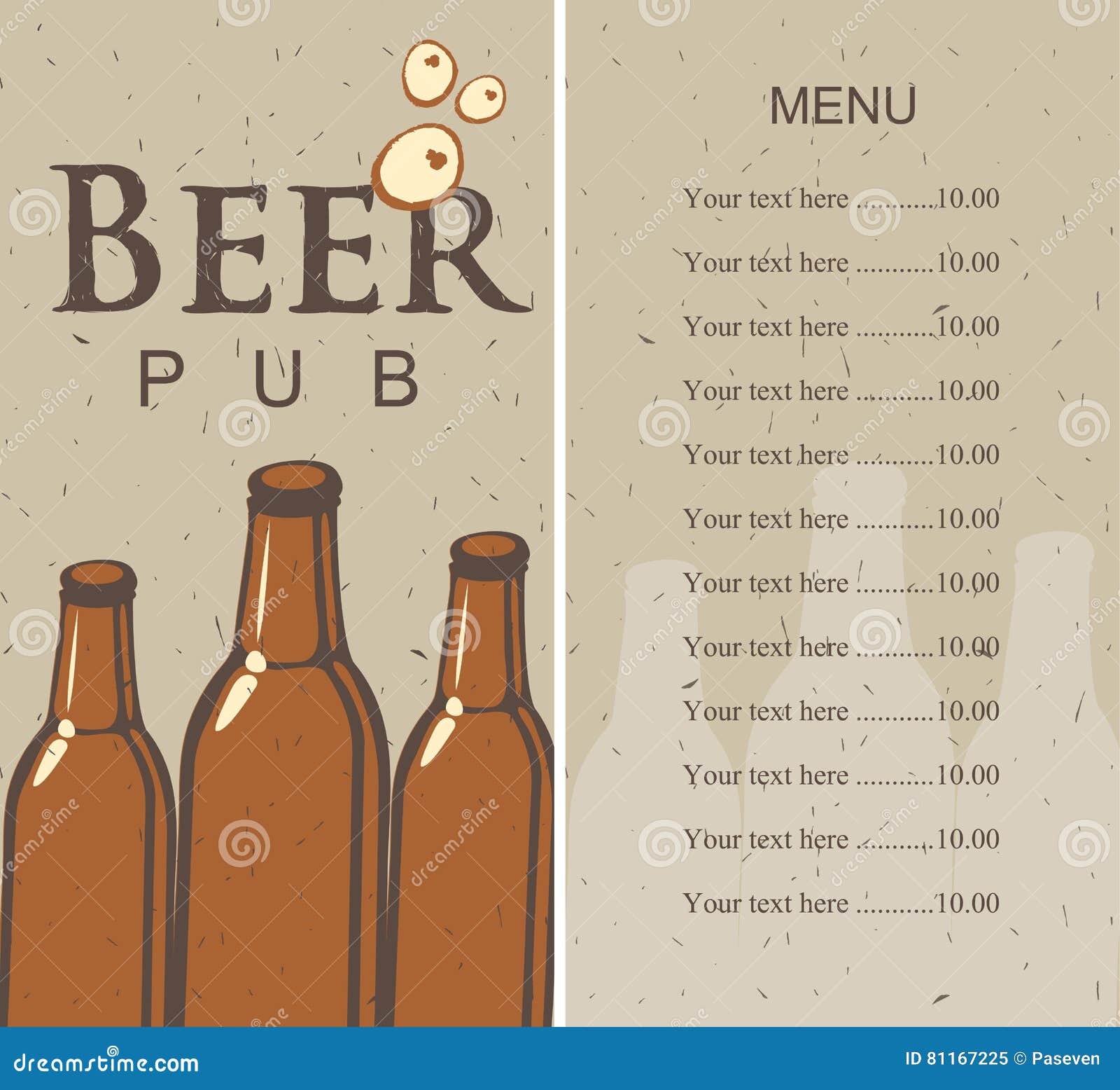 Beer menu and price stock vector. Illustration of restaurant - 81167225