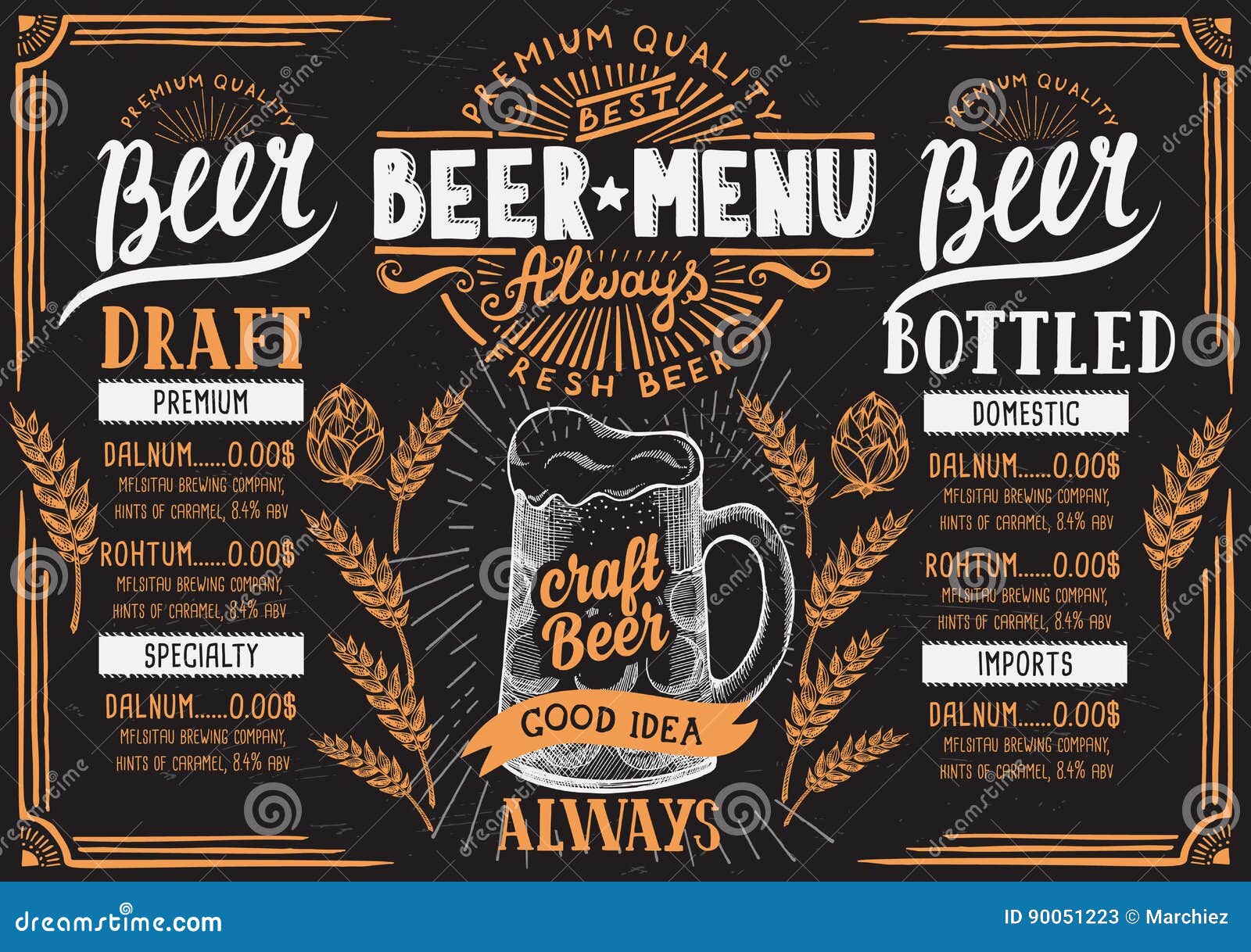 Beer Menu Restaurant, Drink Template. Stock Vector - Illustration of ...