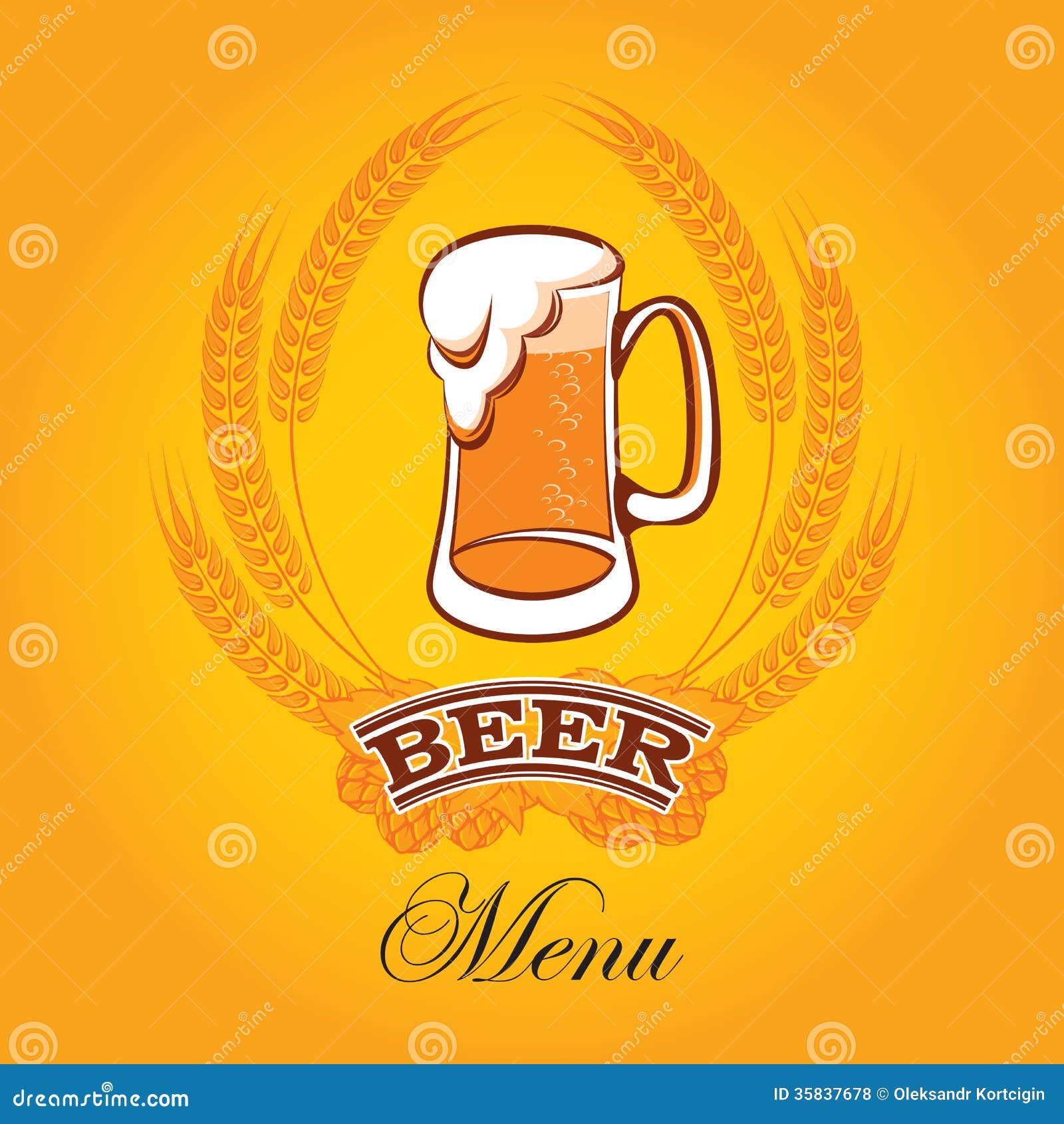 Beer menu stock vector. Illustration of foam, malt, cold - 35837678