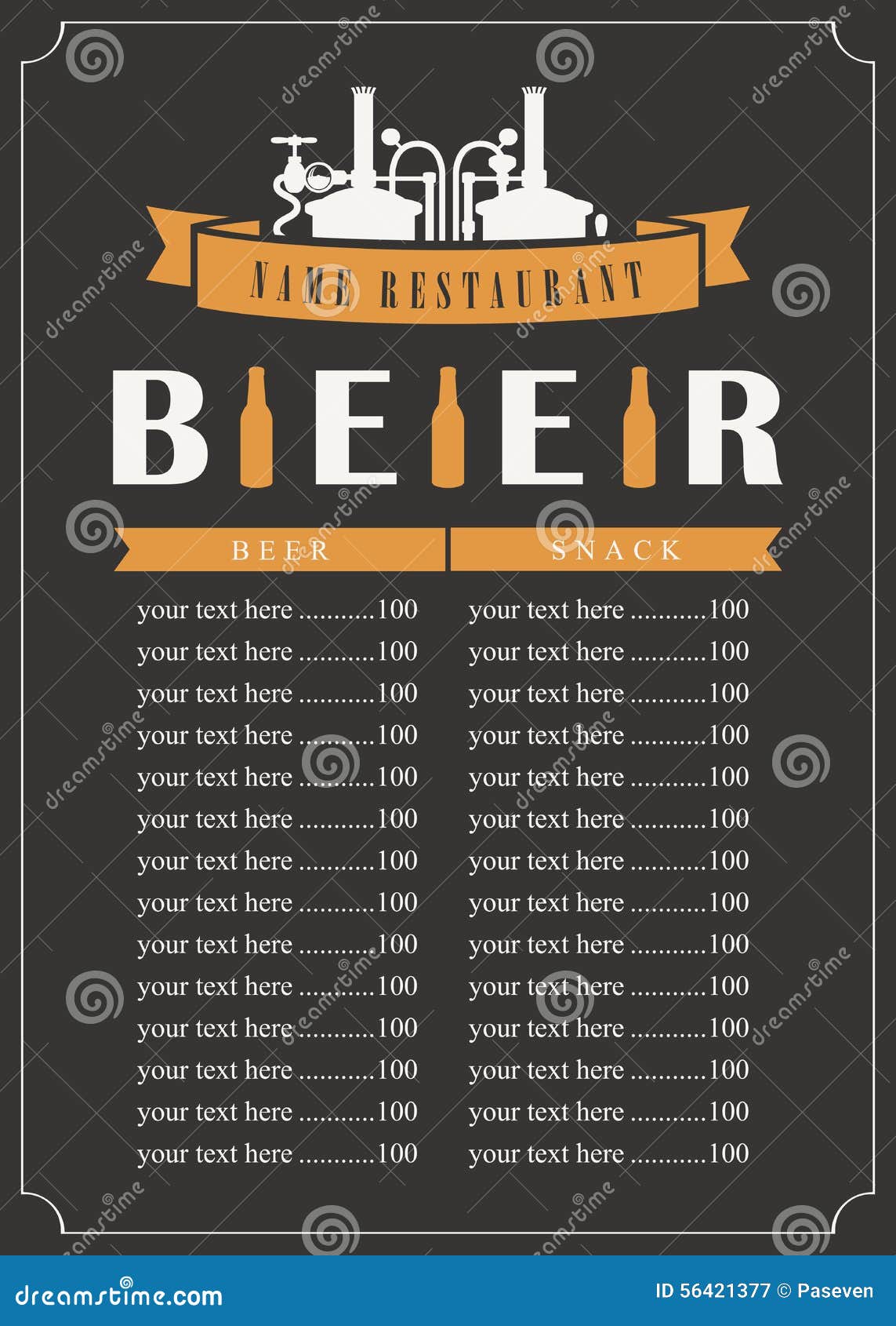 Beer menu stock vector. Illustration of deal, cafe, decorative - 56421377
