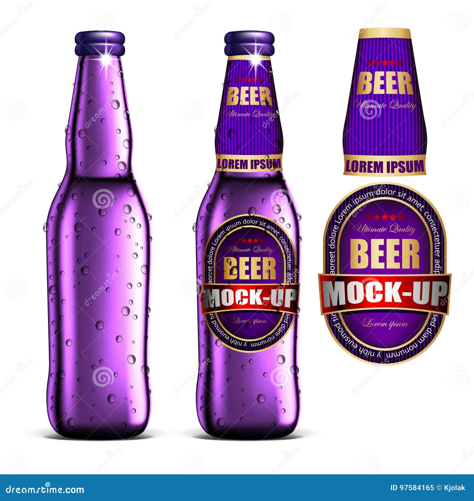 Beer-mock-up-set, Violet Bottle without a Label, Bottle with a L Stock ...