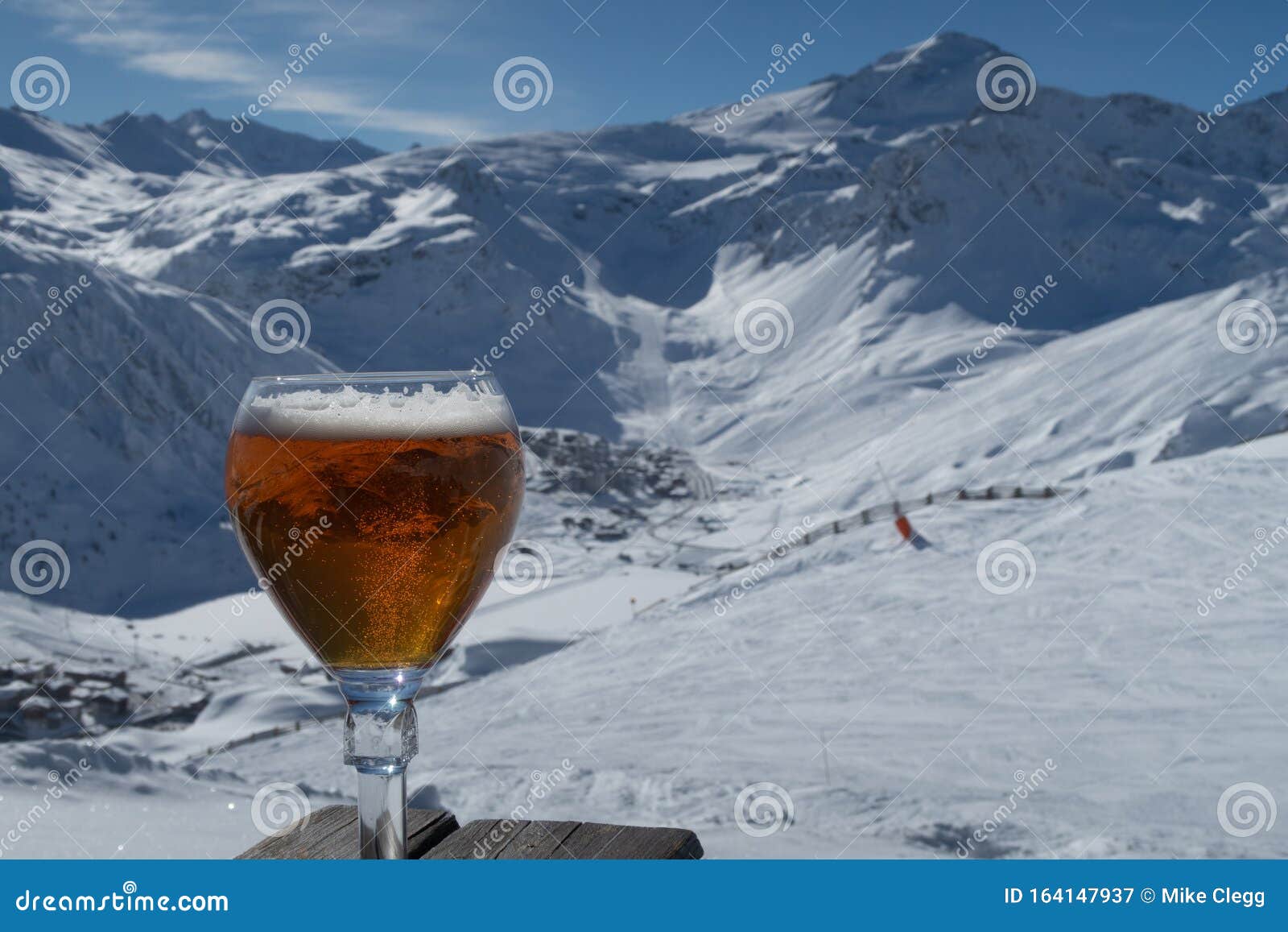 Beer and Mountains at a Ski Resort Stock Image - Image of mountain ...