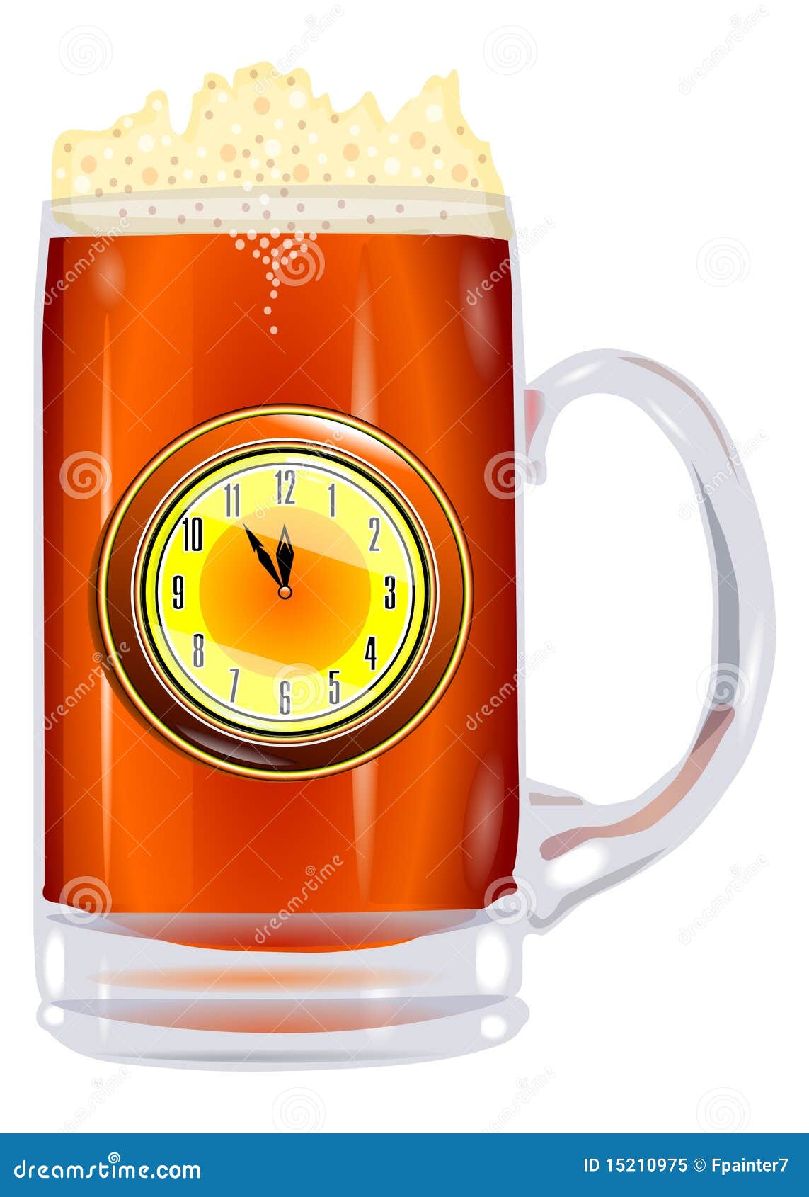 Beer mug with clock stock vector. Illustration of lager - 15210975