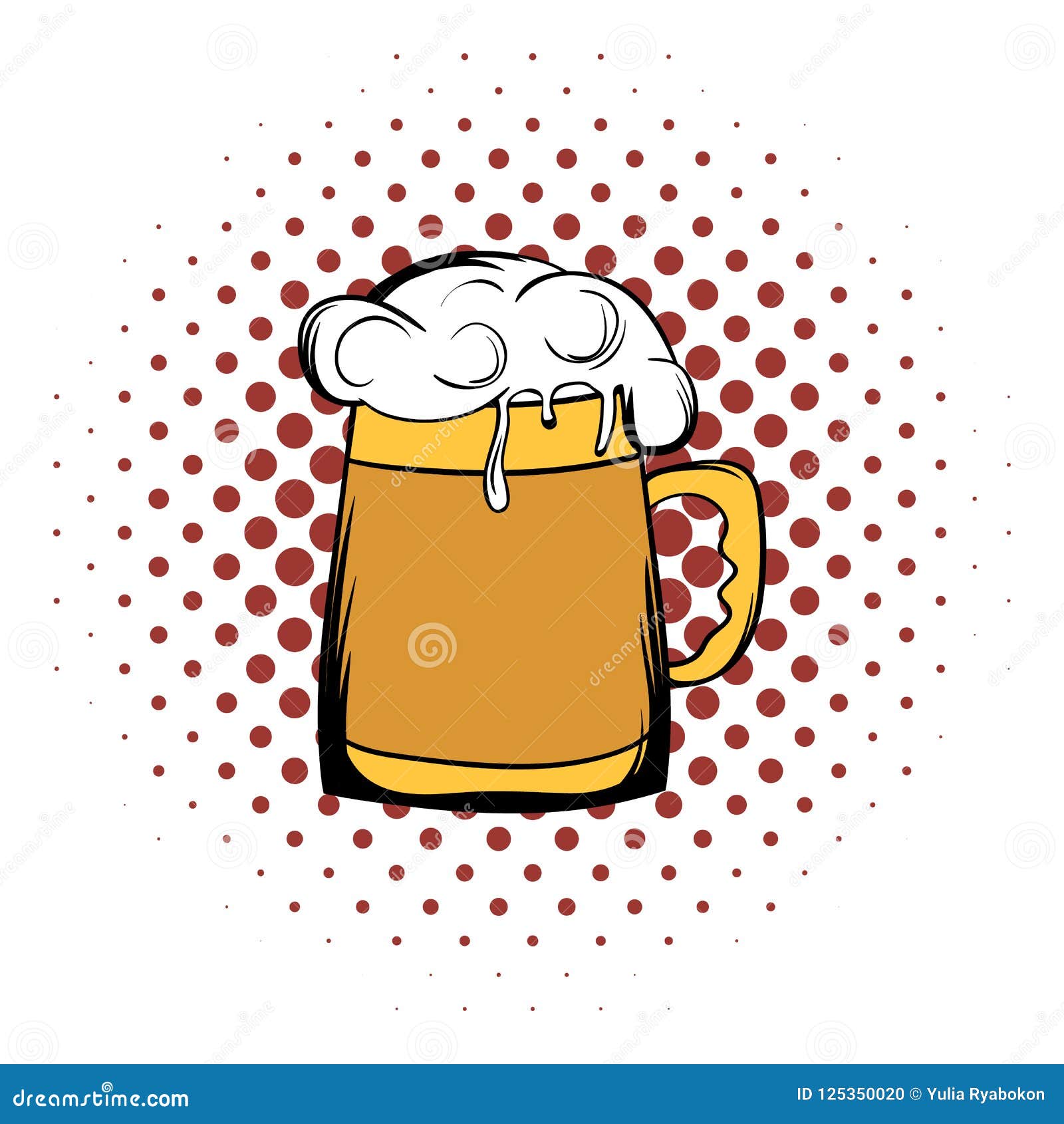 Beer mug comics icon stock illustration. Illustration of foamy - 125350020