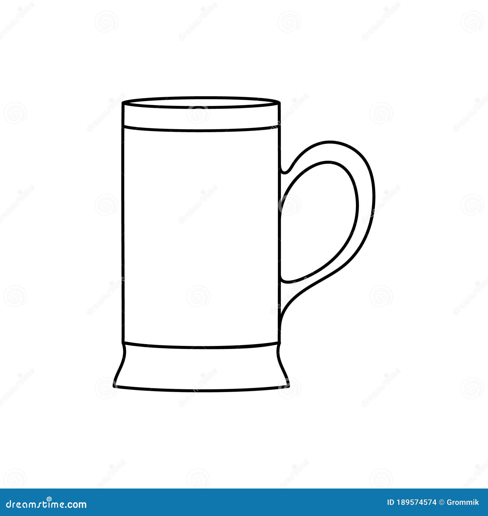 Beer Mug, Empty Outline Isolated on White Background Stock Vector ...