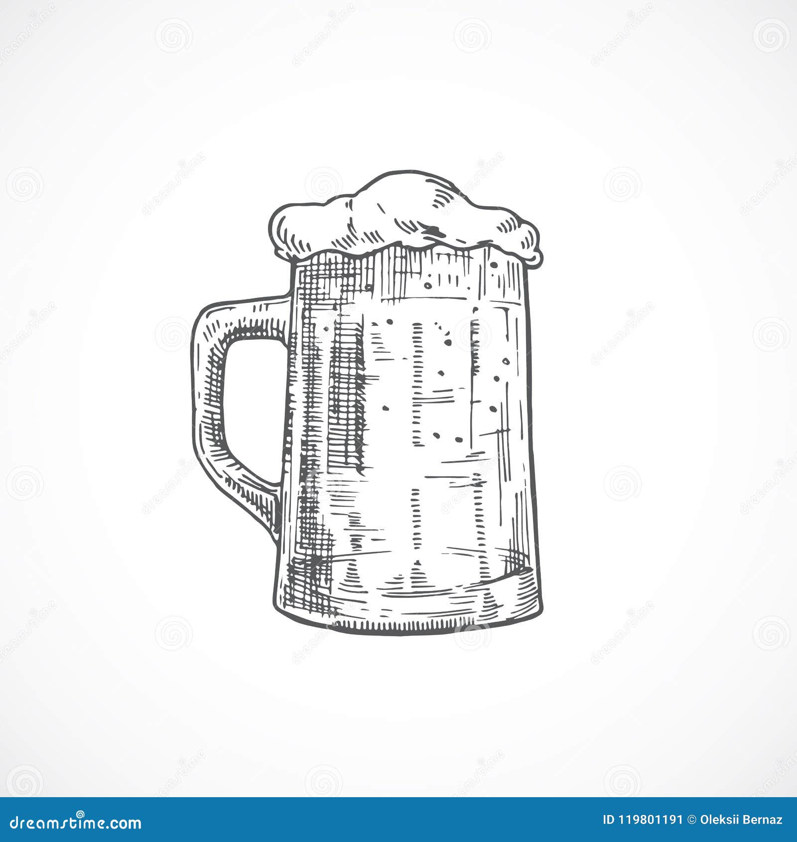 Beer Mug with Foam. Abstract Sketch. Hand Drawn Vector Illustration ...