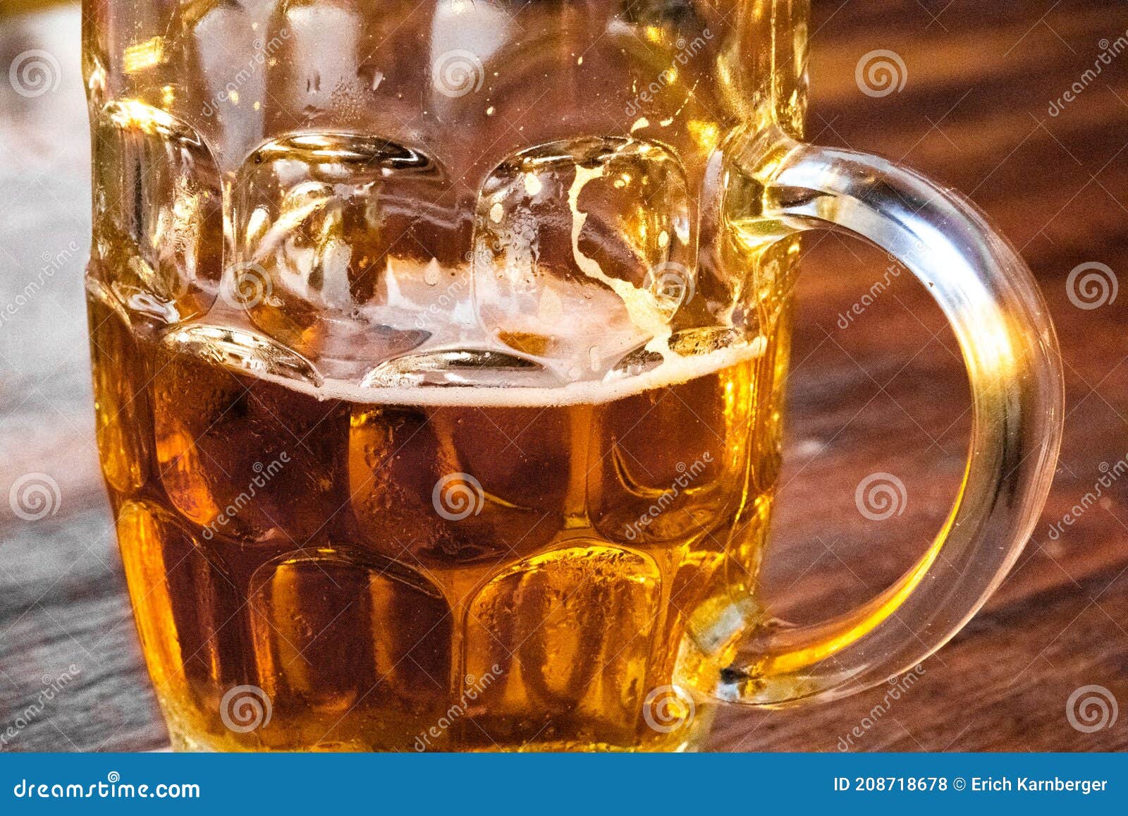 Beer Mug Half Full on a Table Stock Photo - Image of transparent, glass ...