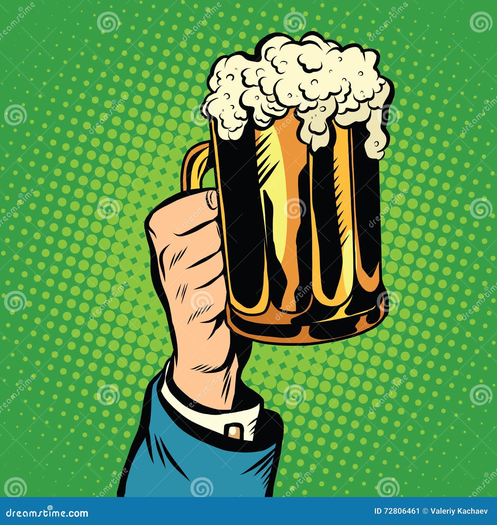 Beer Mug in Hand, Pop Art Retro Stock Vector - Illustration of full ...
