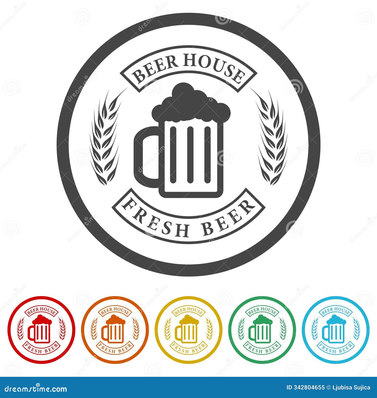 Beer Mug Logo Icon. Set Icons in Color Circle Buttons Stock ...