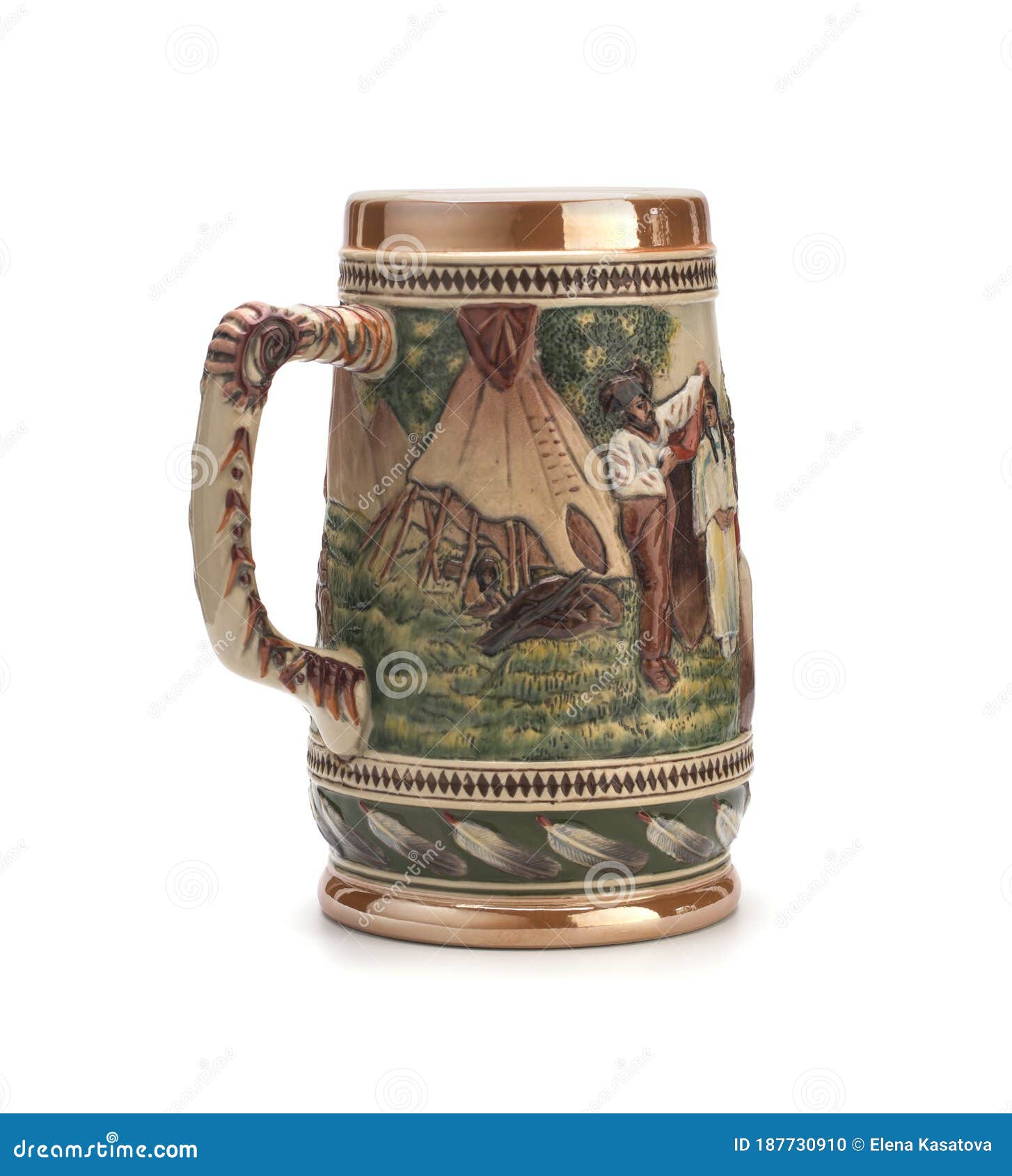 Beer Mug Made of Clay on a White Background Stock Photo - Image of ...
