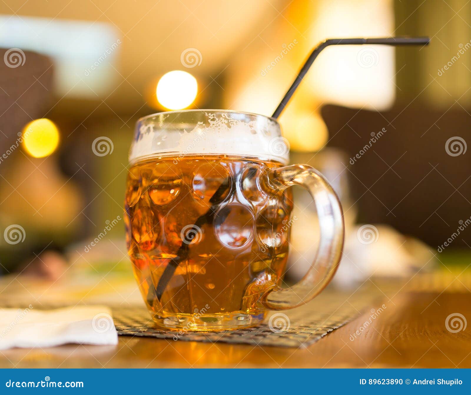 A beer mug in a restaurant stock photo. Image of yellow - 89623890