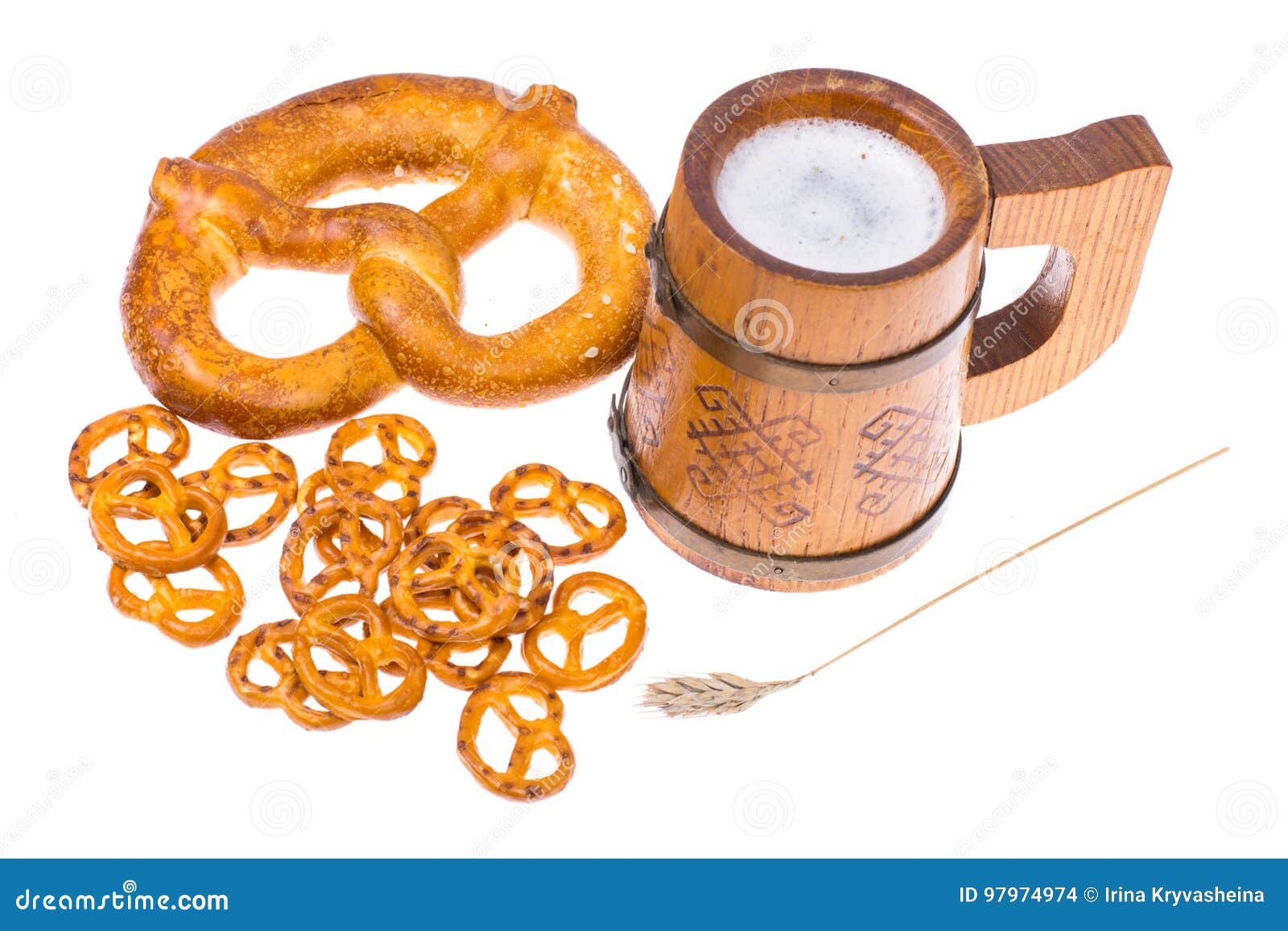 Beer in Mug and Salted Bretzels As an Appetizer Stock Photo - Image of ...