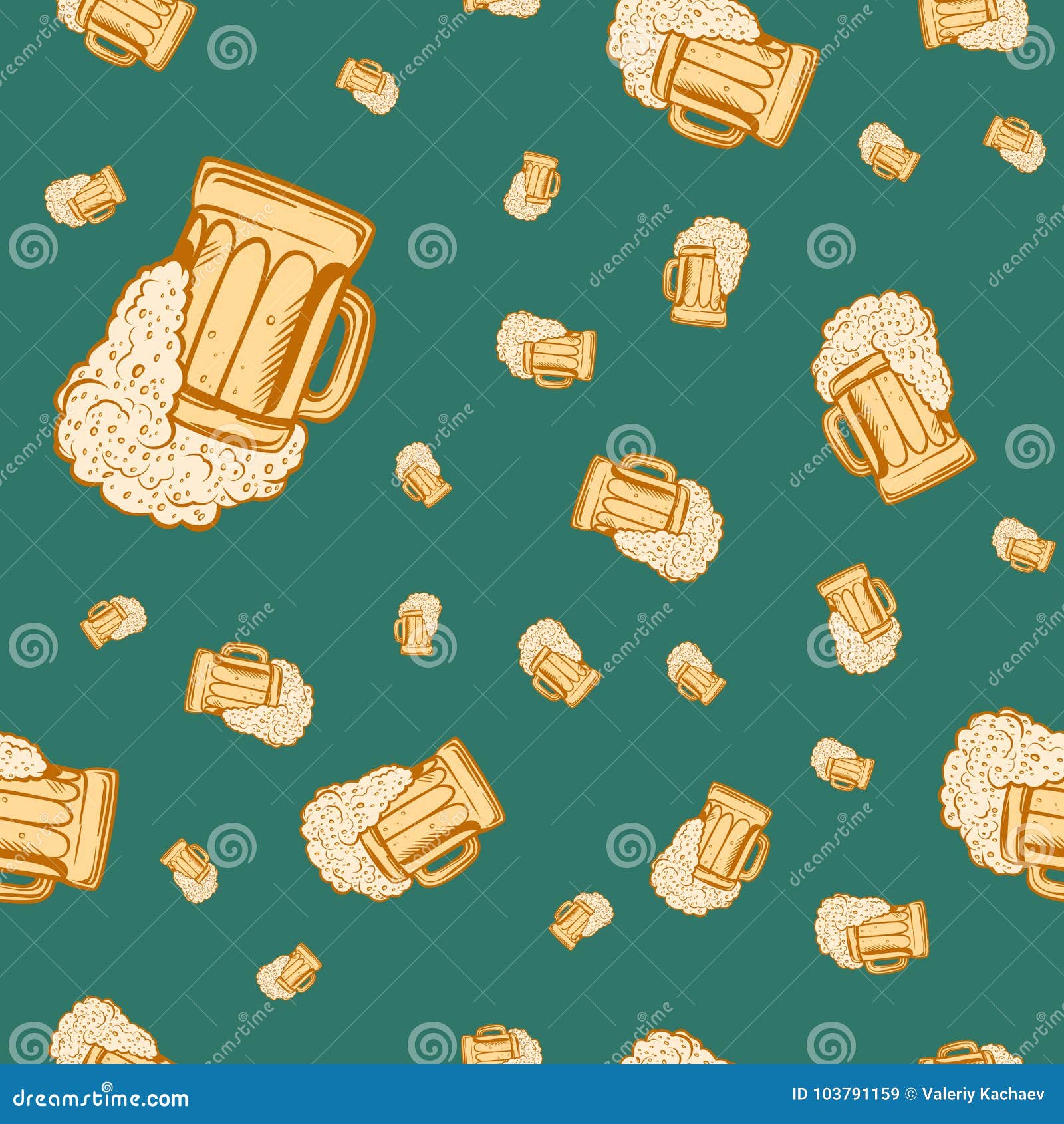 Beer mug seamless pattern stock vector. Illustration of cold - 103791159