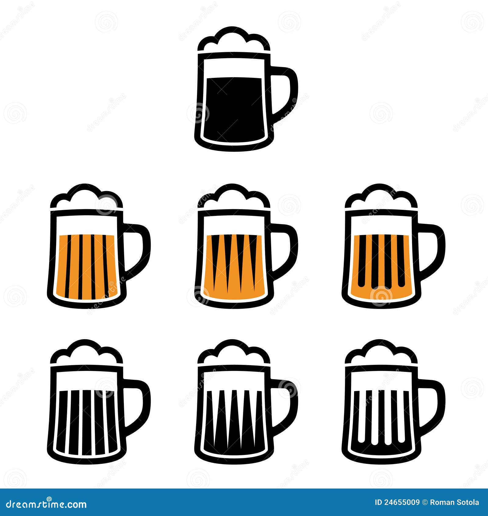 Beer mug symbols stock vector. Illustration of drawing - 24655009