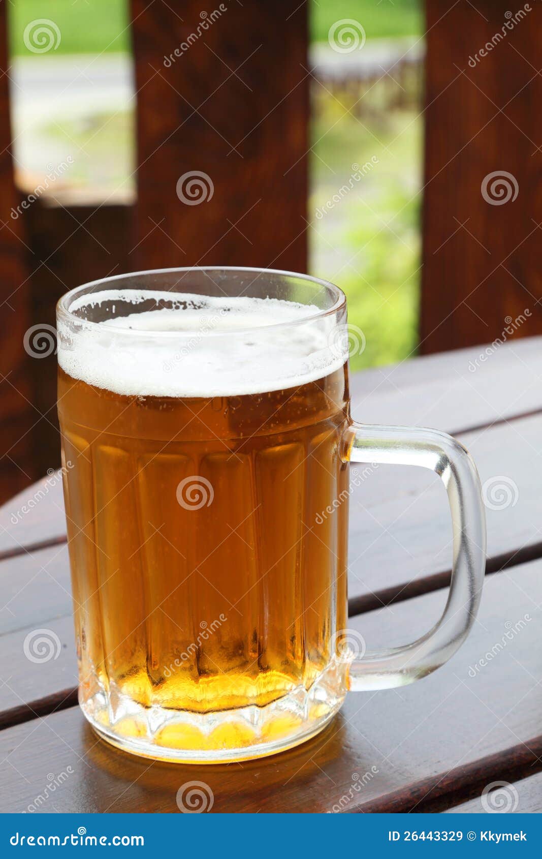 Beer Mug on a Table in a City Restaurant Outdoor Stock Image - Image of ...