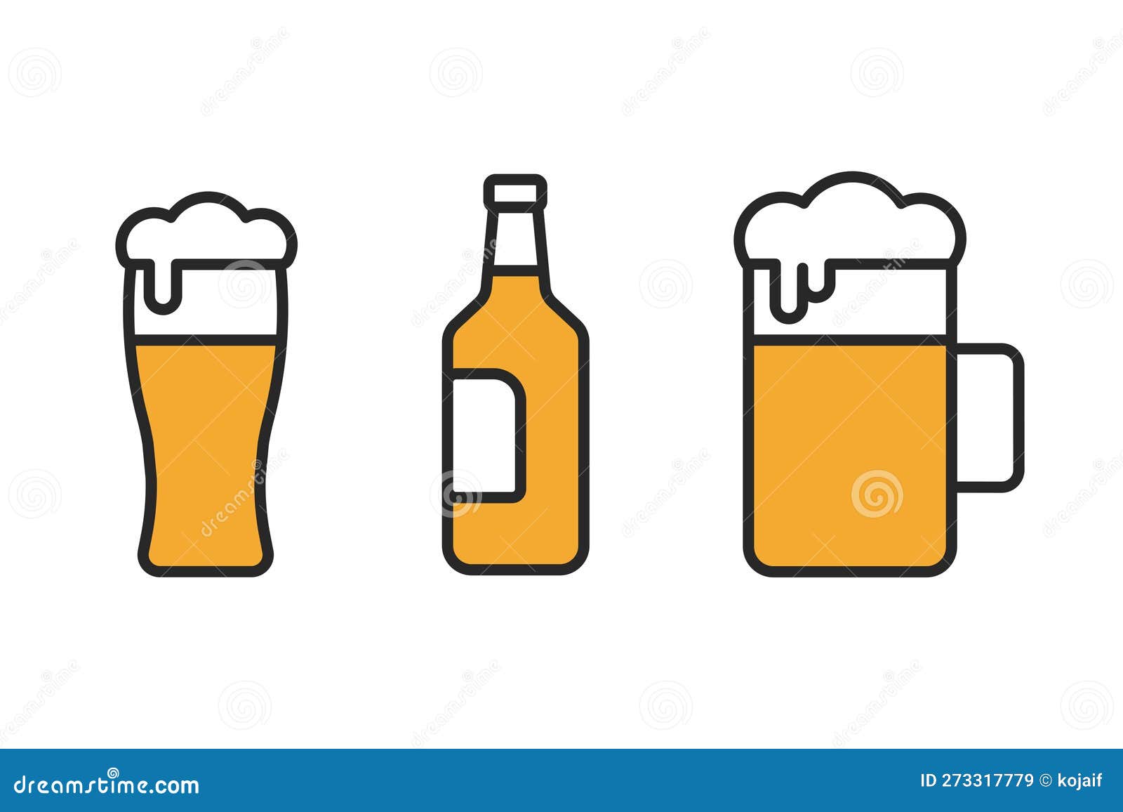 Beer Mug Vector Icon Set. Beer Bottle Symbol Stock Vector ...
