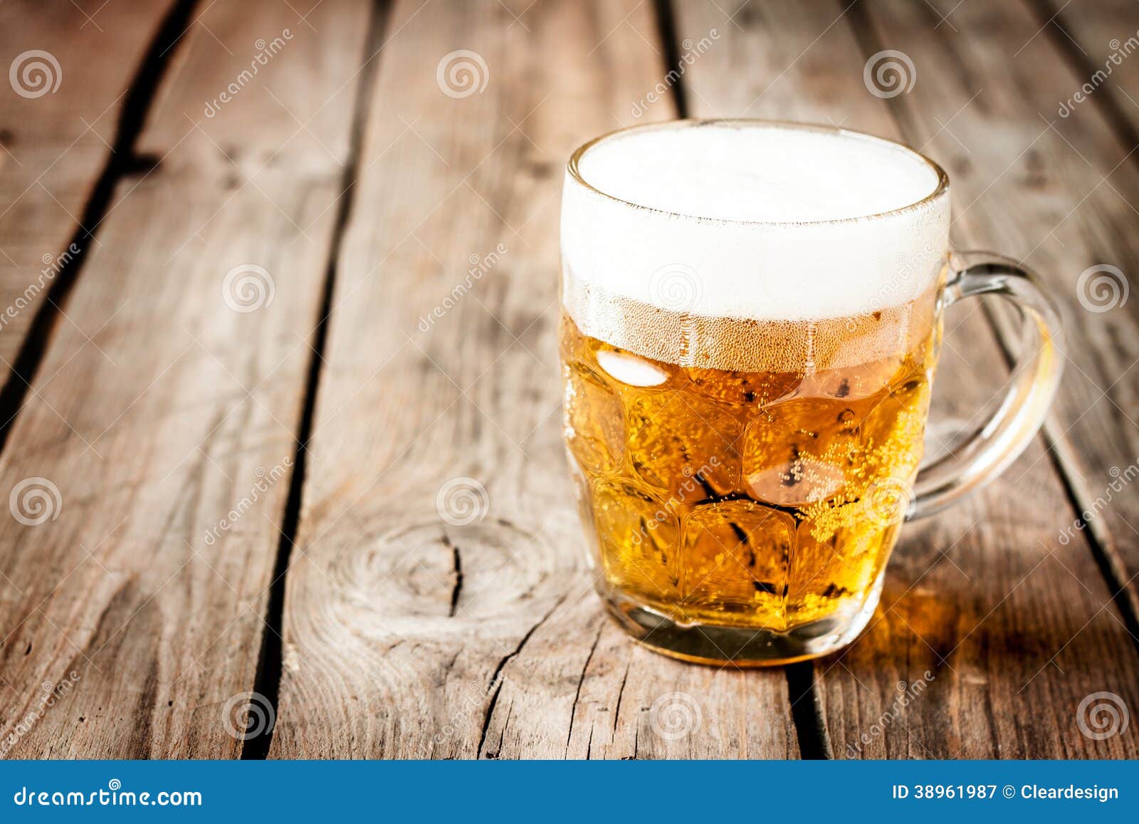 Beer Mug on Vintage Rustic Wood Table - Pub Menu Stock Image - Image of ...