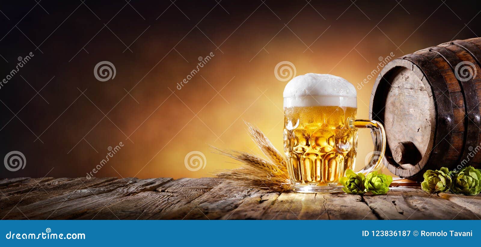 Beer Mug with Wheat and Hops in Cellar Stock Image - Image of brewery ...