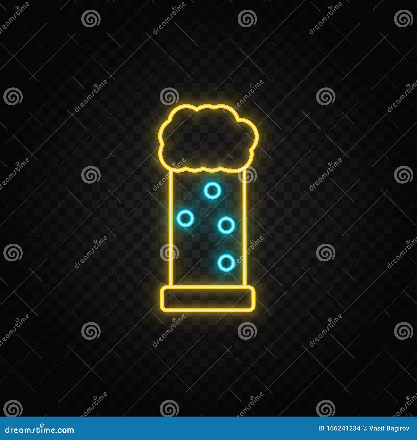Beer Neon Icon. Blue and Yellow Neon Vector Icon Stock Illustration ...