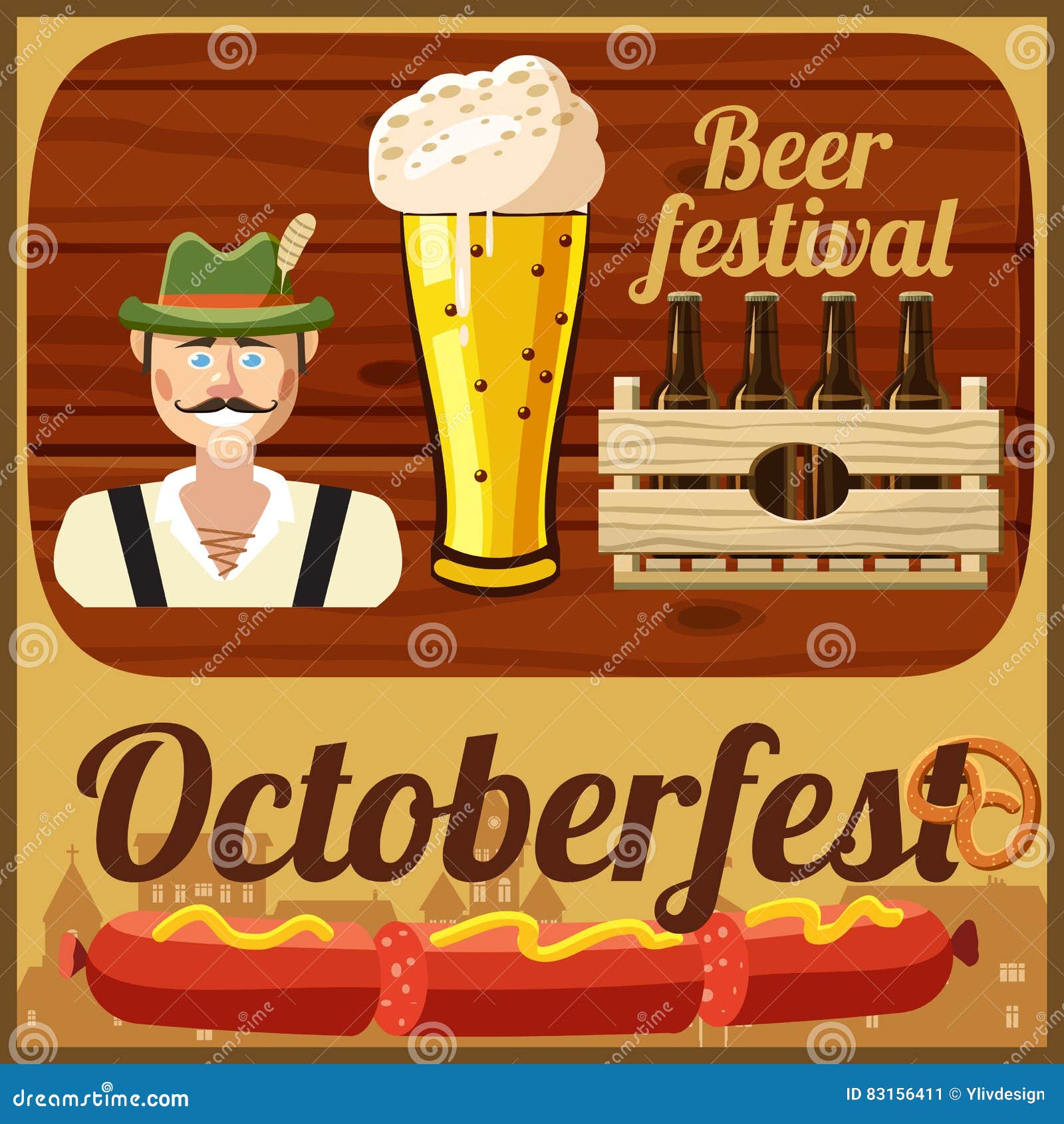 Beer Oktoberfest Concept, Cartoon Style Stock Vector - Illustration of ...
