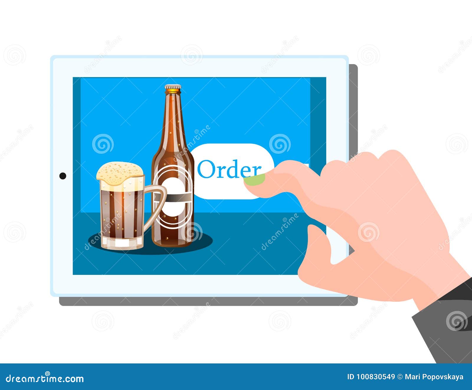 Beer Online Order on Tablet Stock Vector - Illustration of brewery ...