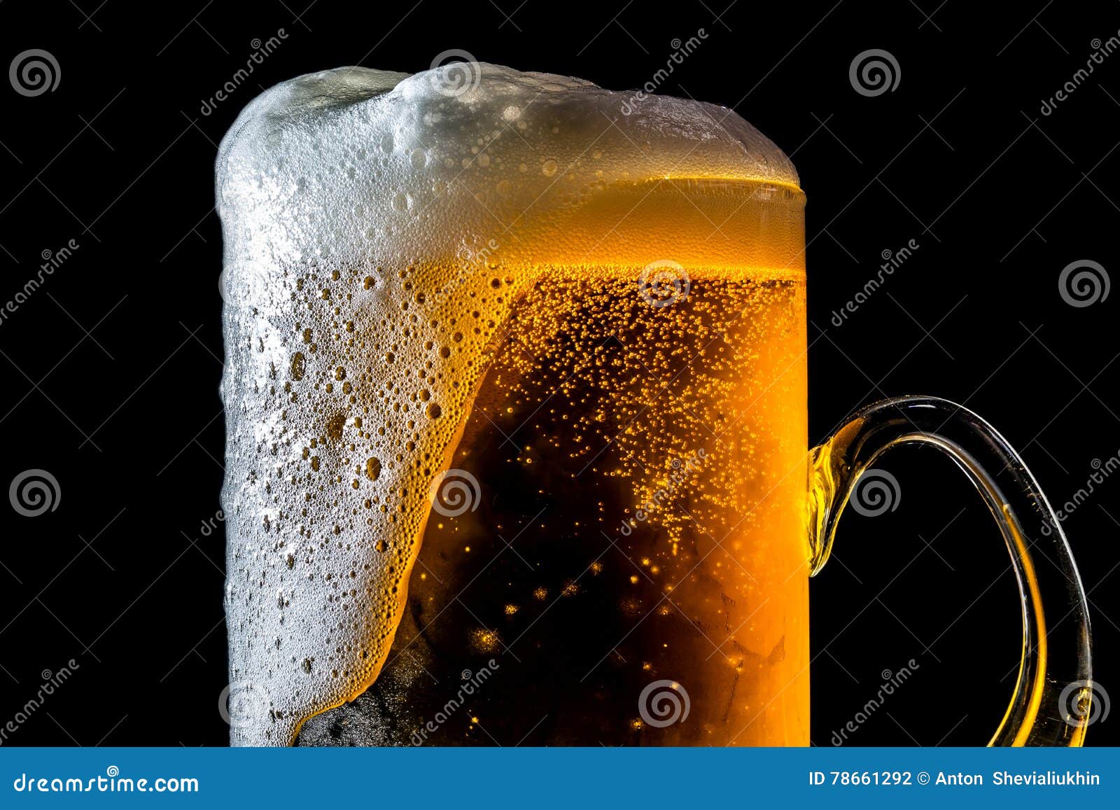 IPA Beer With Overflowing Foamy Head In Mug Served With Bratwursts ...