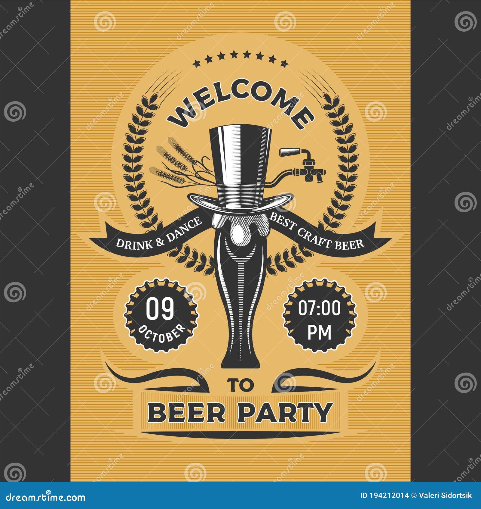 Beer party invitation stock vector. Illustration of design - 194212014