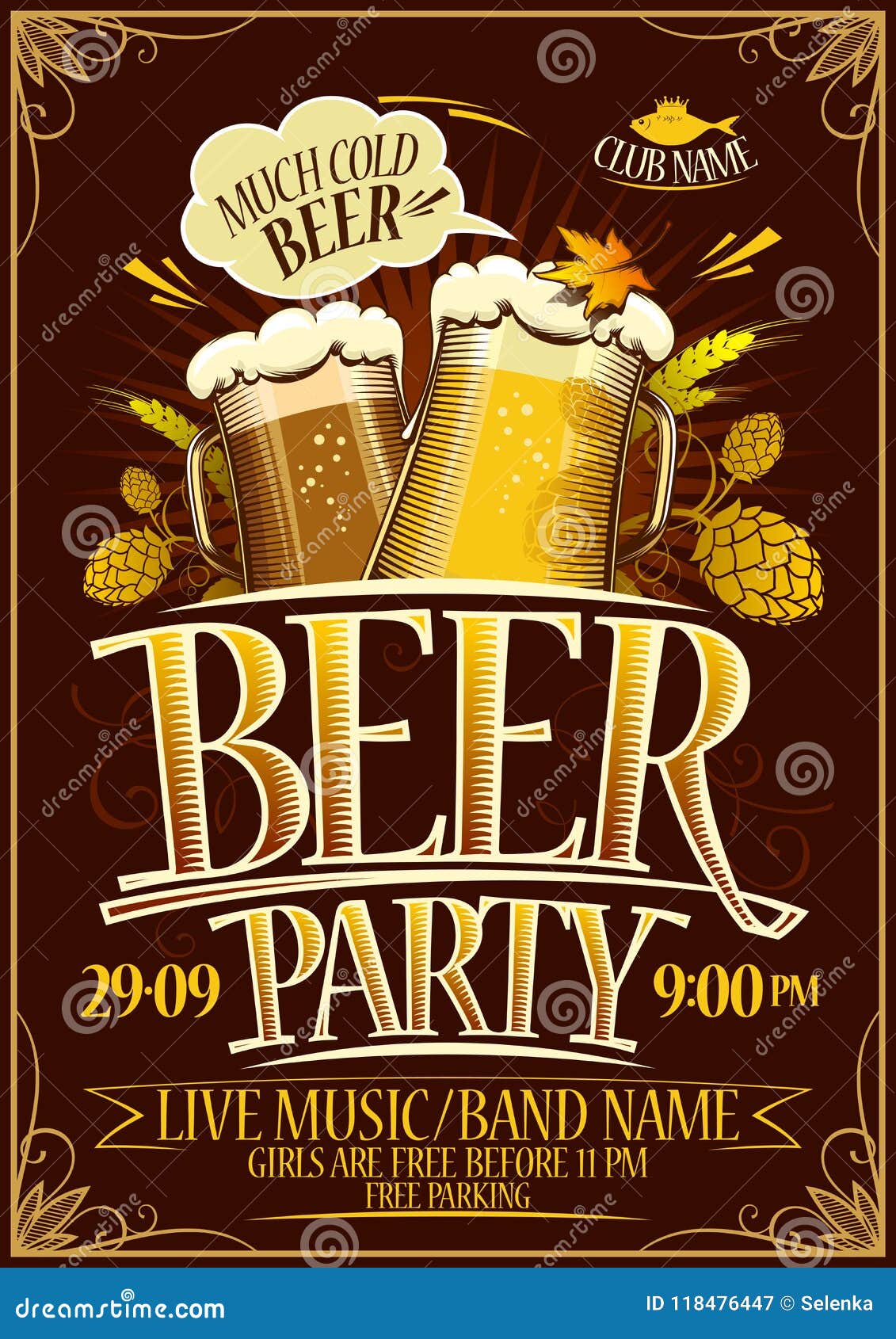 Beer party poster stock vector. Illustration of banner - 118476447