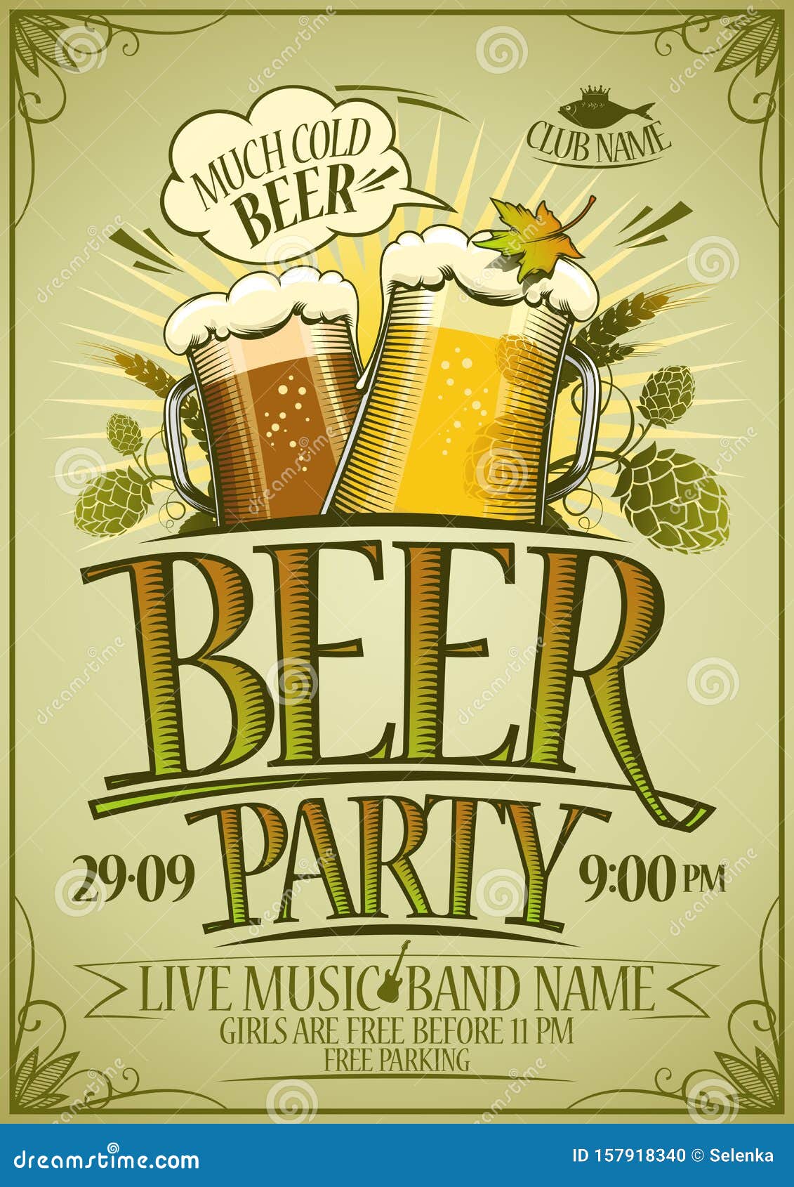 Beer Party Vector Poster Design Stock Vector - Illustration of beer ...