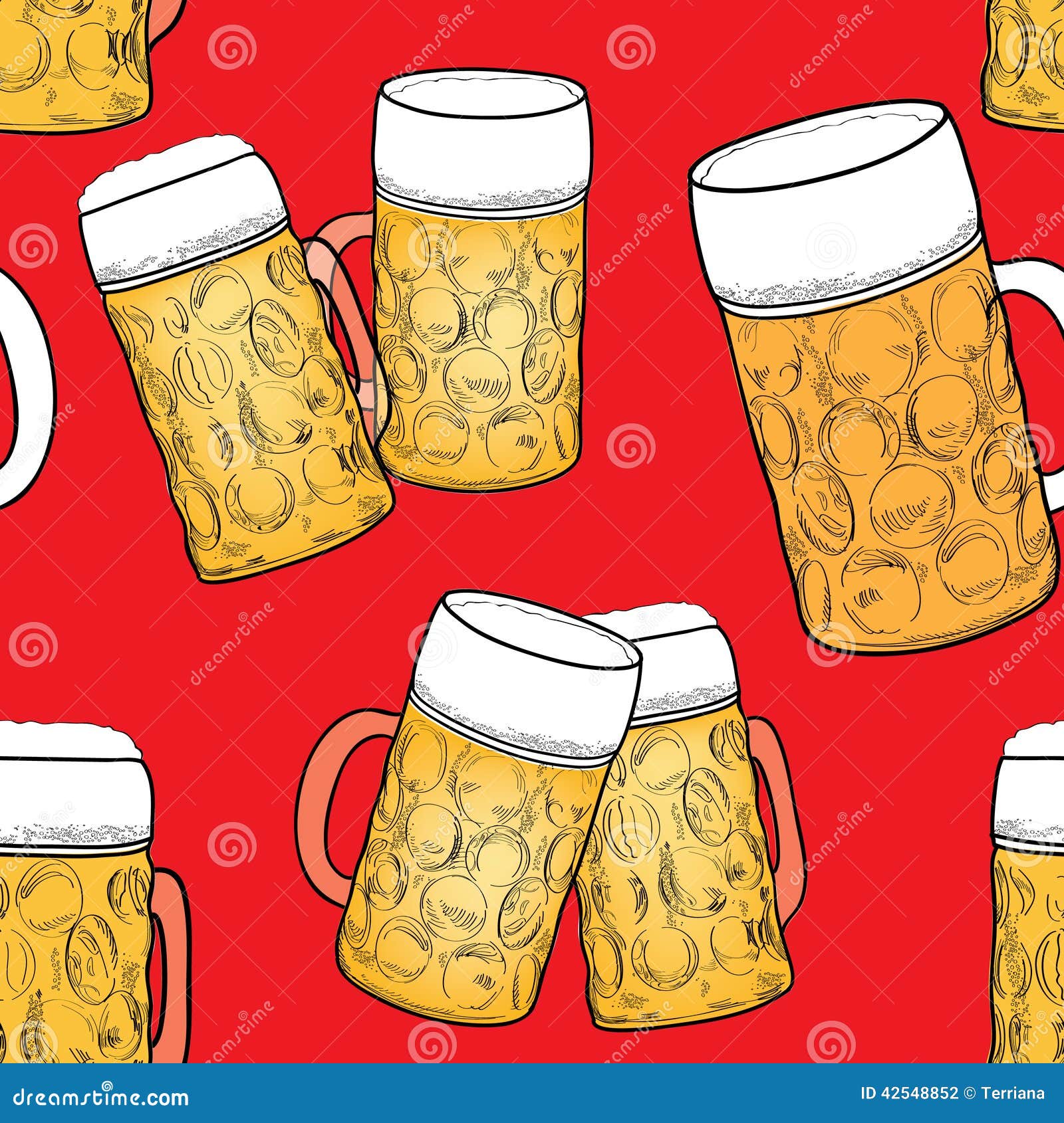 Beer Pattern. Party Seamless Wallpaper Stock Illustration ...