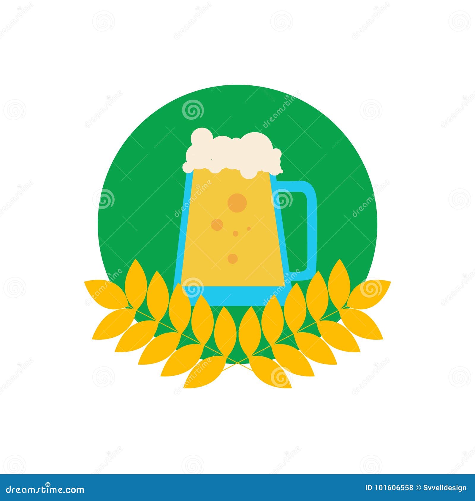 Beer Pitcher in Wheat Emblem Stock Vector - Illustration of holiday ...
