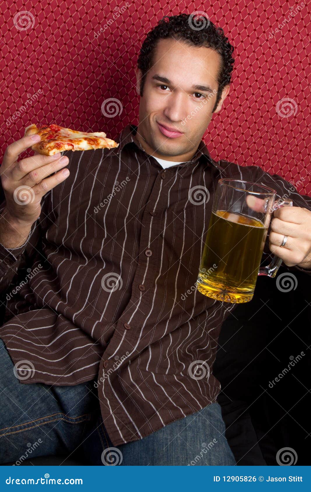 Beer and Pizza stock photo. Image of emotions, african - 12905826