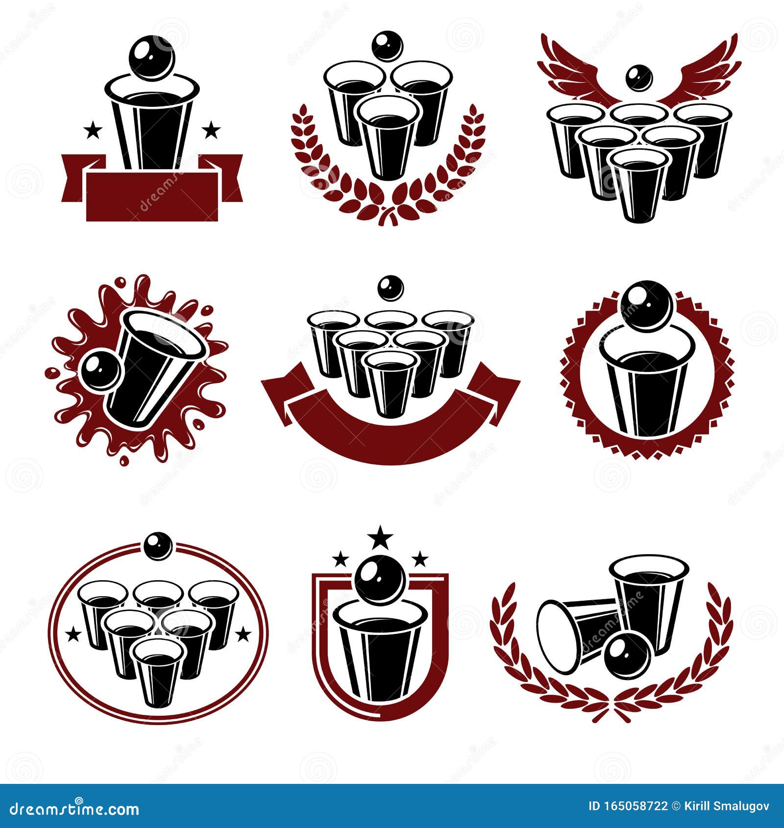 Beer Pong Collection Labels and Elements Set. Collection Icon Beer Pong ...