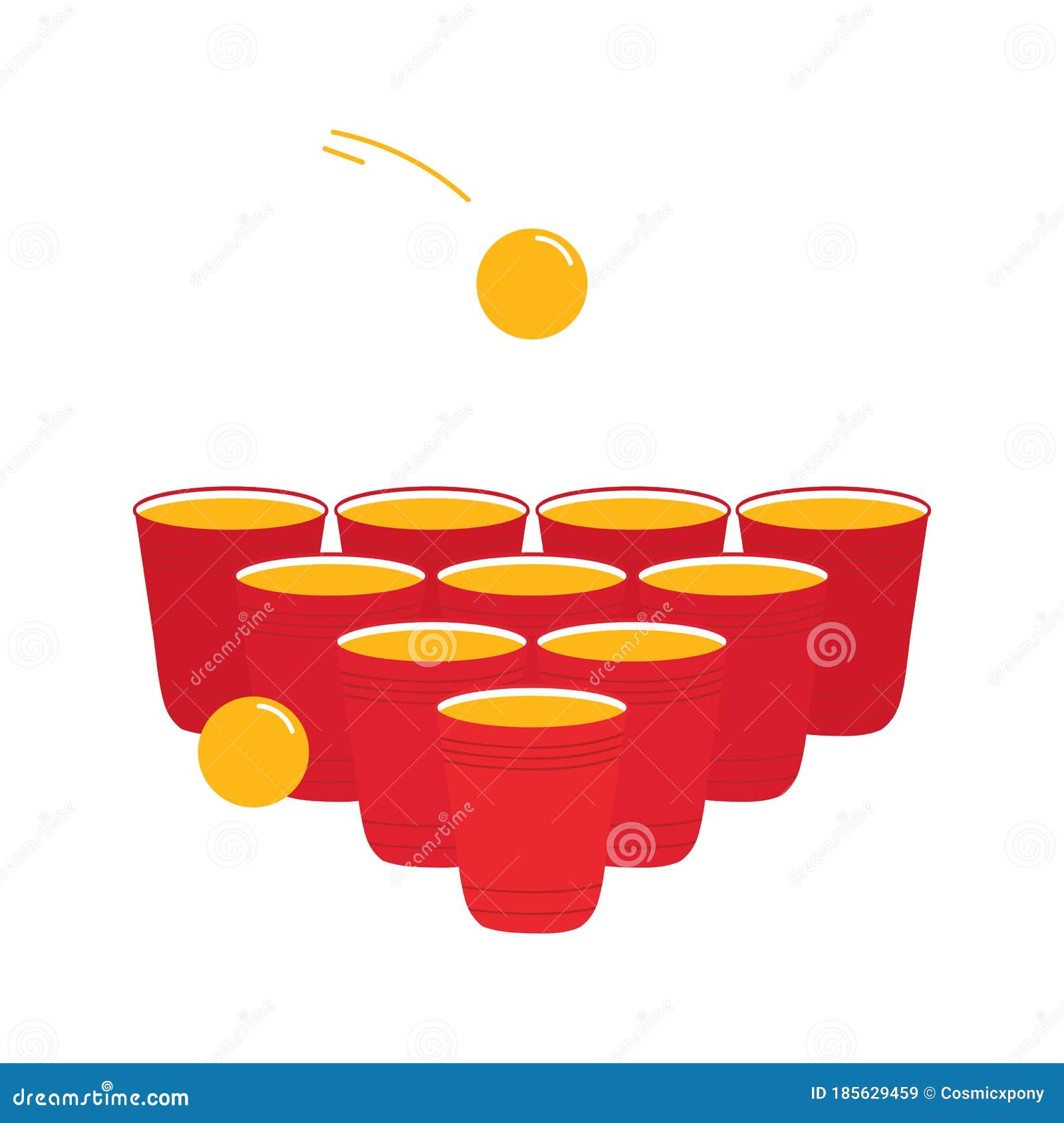Beer Pong Famous Party Drinking Game Vector Cartoon Illustration