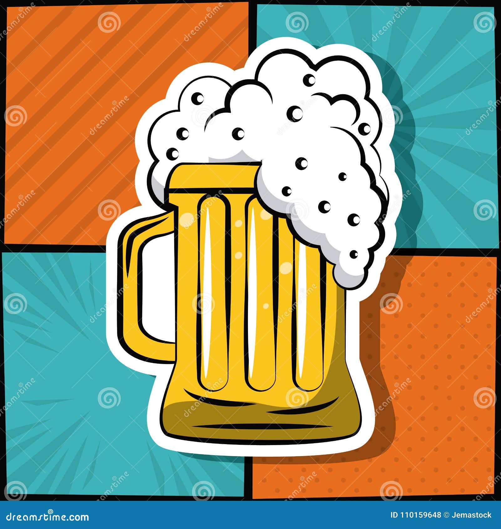 Beer pop art stock vector. Illustration of glass, happy - 110159648