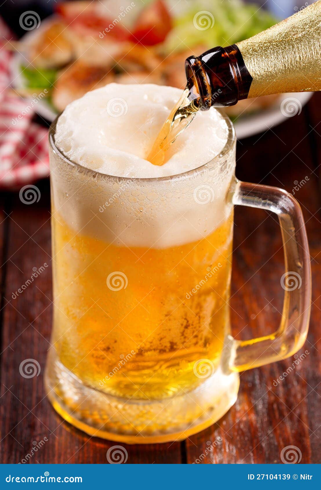 Beer pouring stock image. Image of bottle, food, plate - 27104139