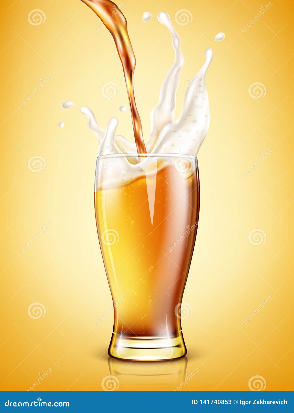 Beer is Pouring into a Glass. Stock Illustration - Illustration of drop ...